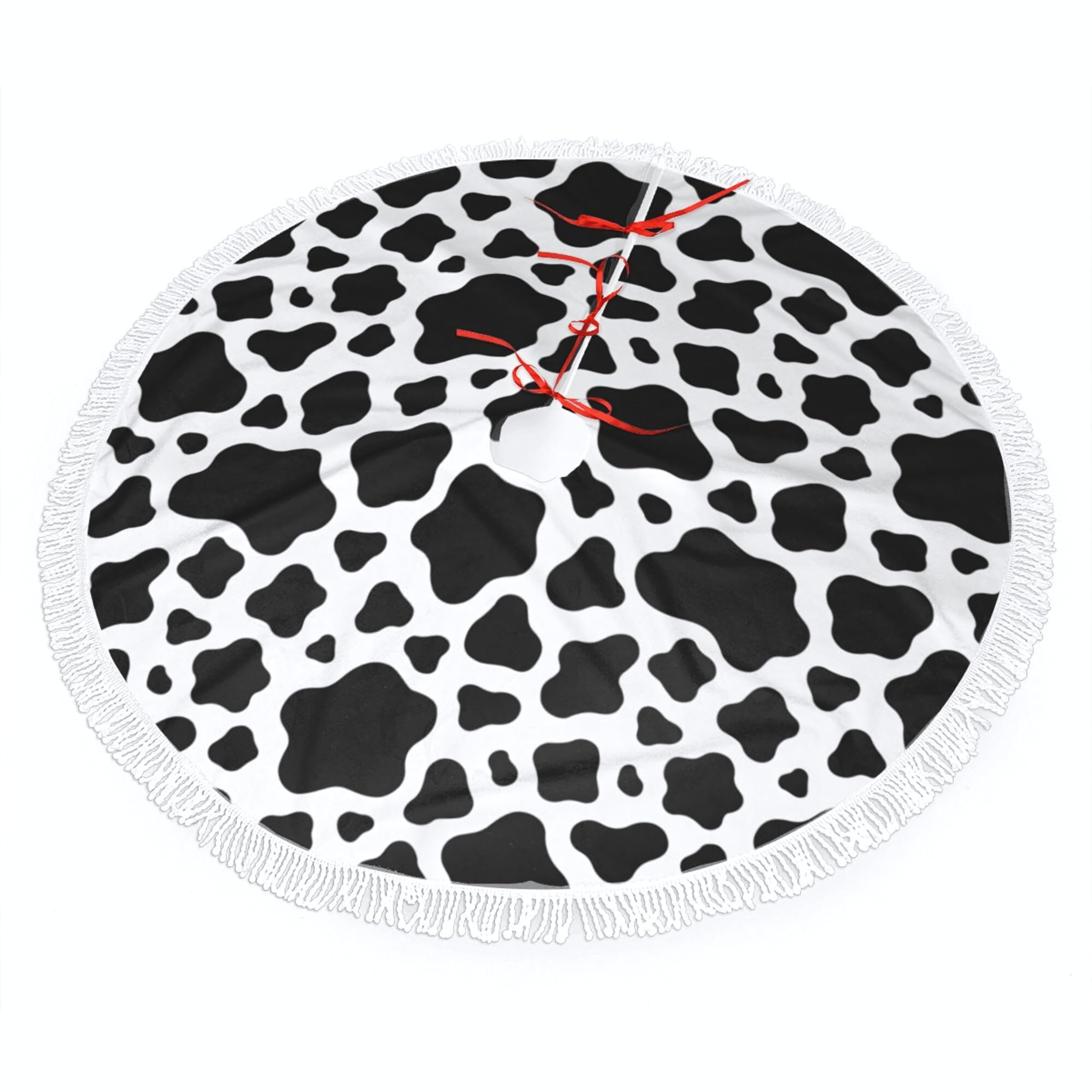 Amazon.com: Cow Print Tree Skirt - Rustic Farmhouse Christmas Decor ...