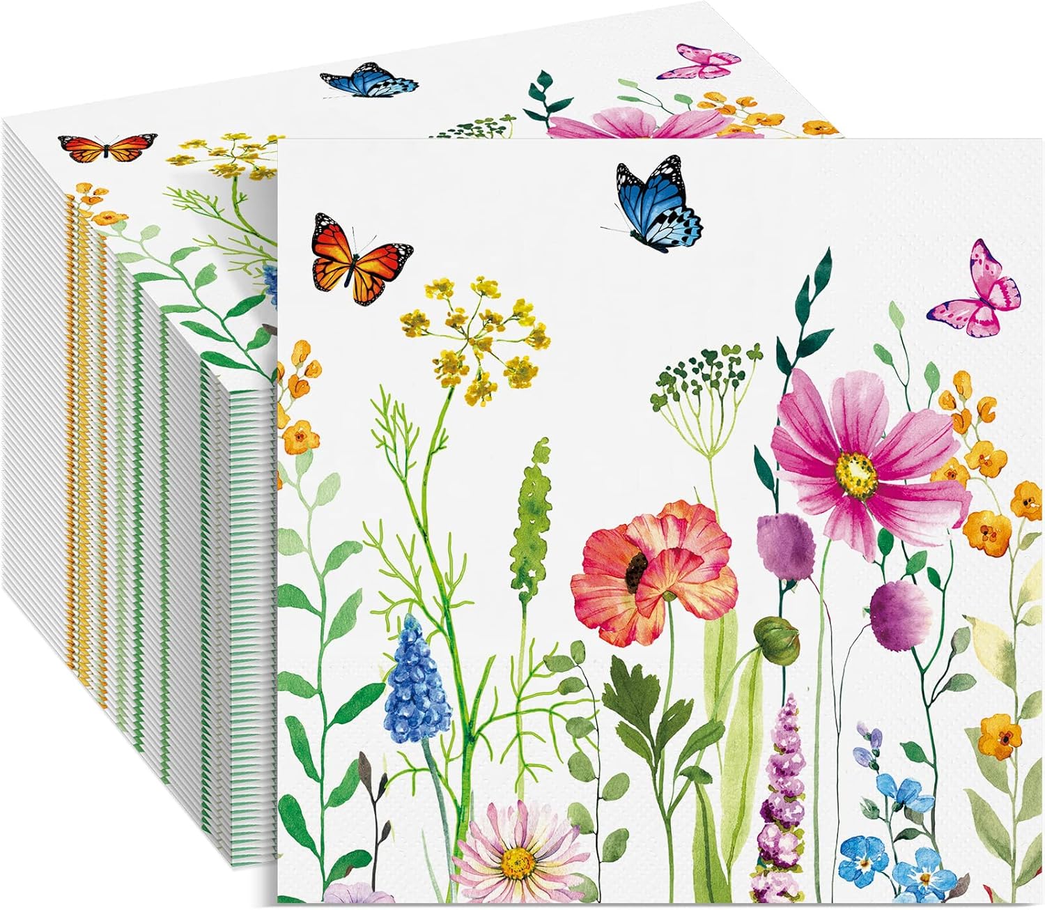 Amazon.com: Teling 200 Pcs Floral Napkins Bathroom Napkins 3 Ply ...