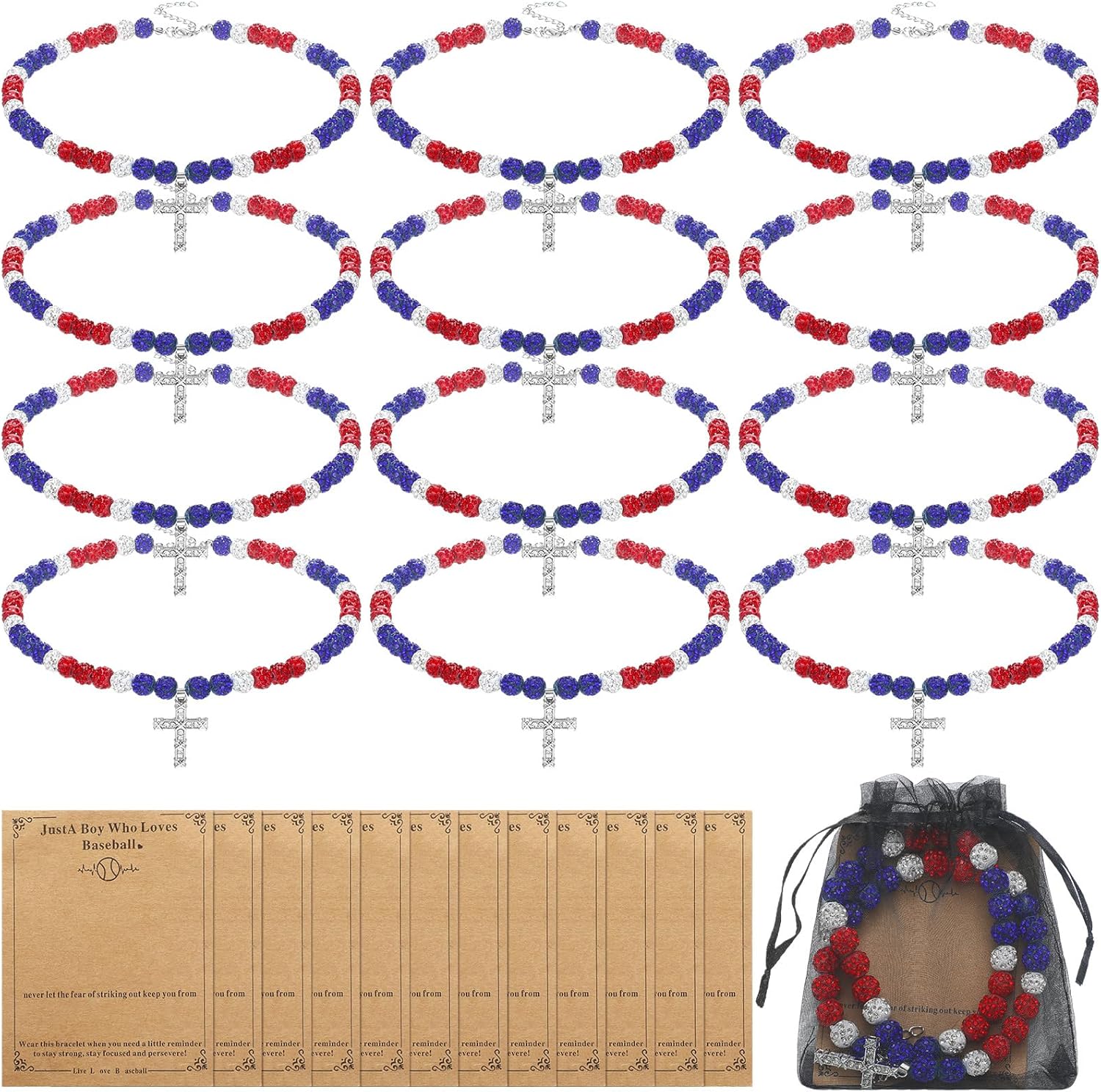 Amazon.com: Kigeli 12 Set 18 Inches Bling Baseball Ice Beaded Necklace ...