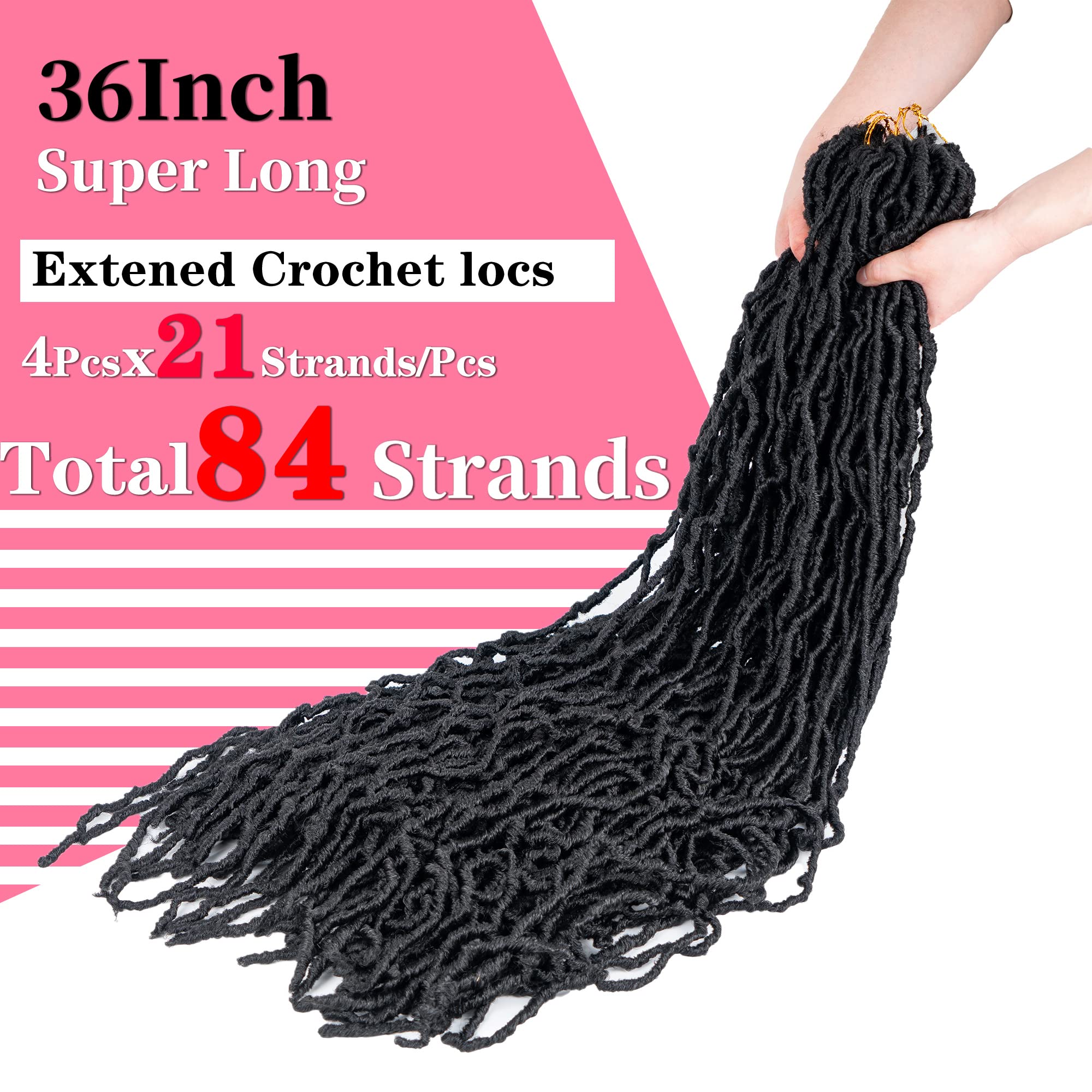 Buy 36 Inch New Soft Locs Crochet Hair Faux Locs Crochet Braids Hair 21 ...