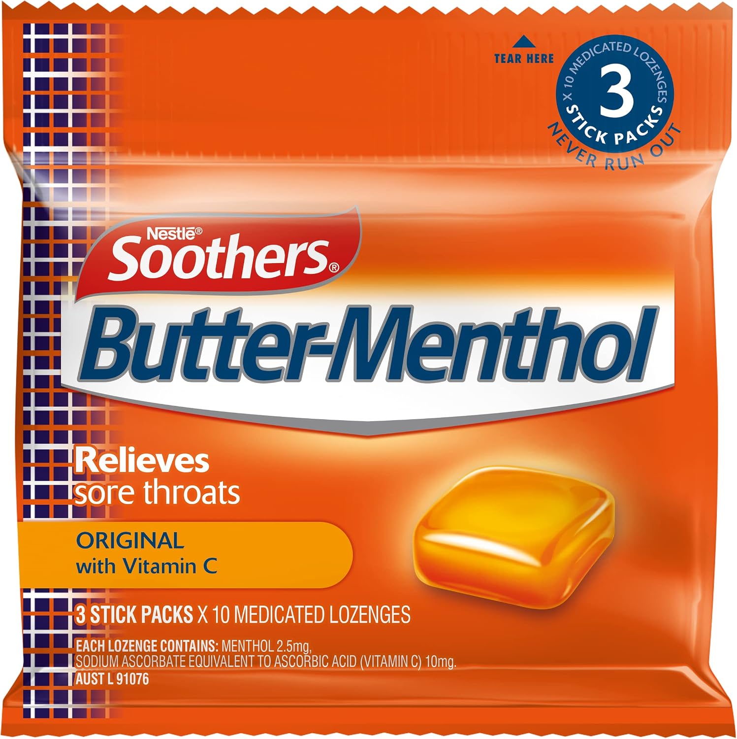 SOOTHERS Butter-Menthol Sore Throat Lozenges, 120g, 30mg : Amazon.com ...