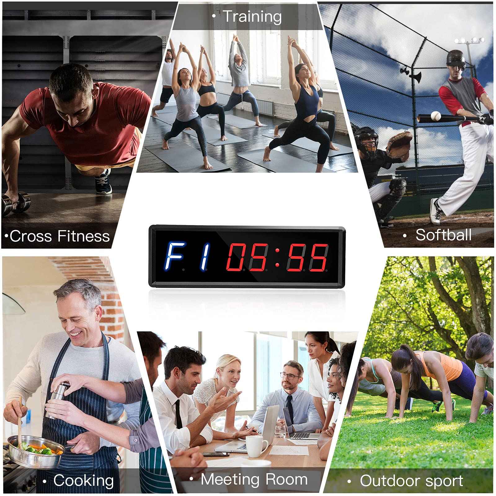 Seesii Gym Timer Interval Timer With Ultra Clear Led Crossfit Clock Countdown Up Stopwatch 11