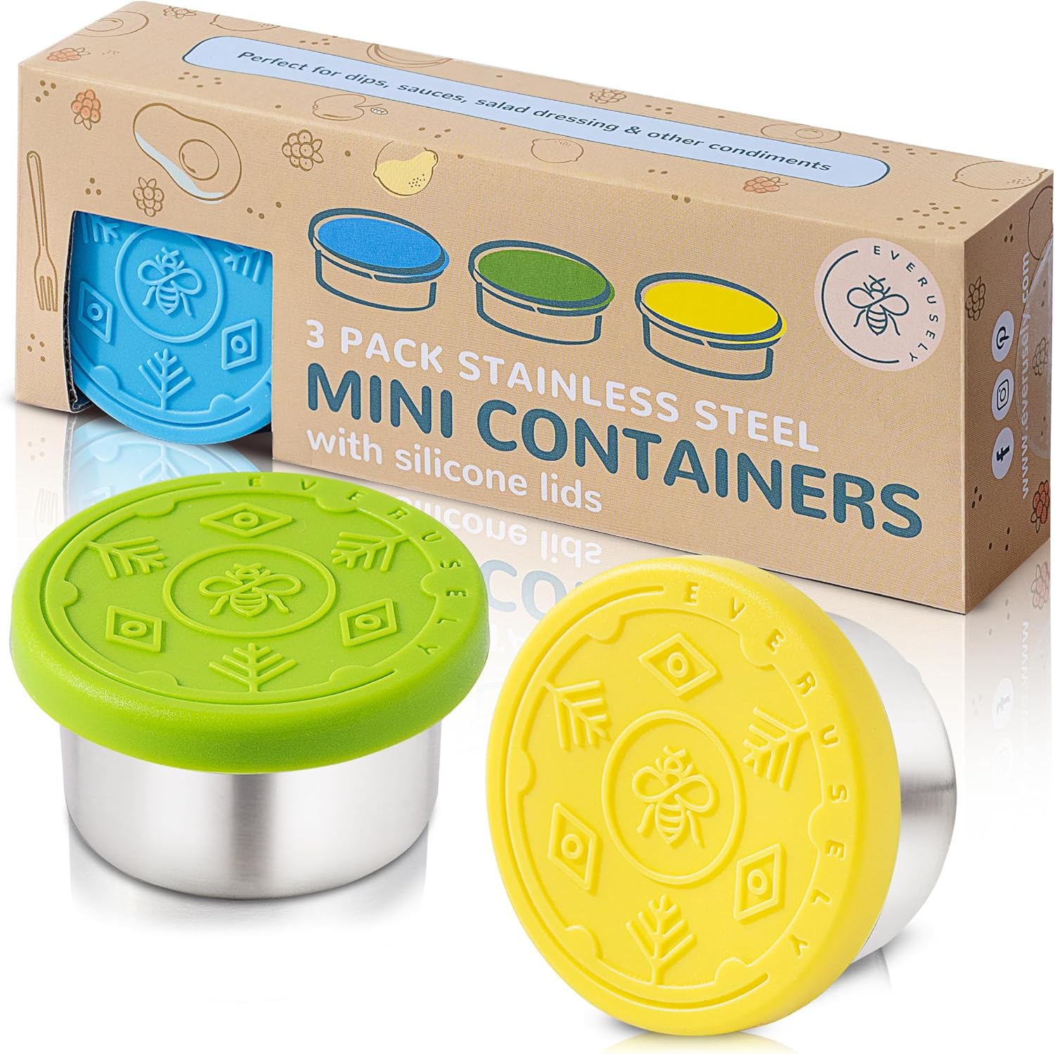 Amazon.com: Everusely Condiment Cups - 3 Pack, 1.7 oz / 50 ml, Summer ...