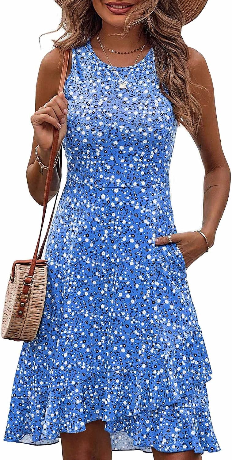 HUHOT Womens Sundresses 2024 Spring Summer Easter Casual Beach Mini ...