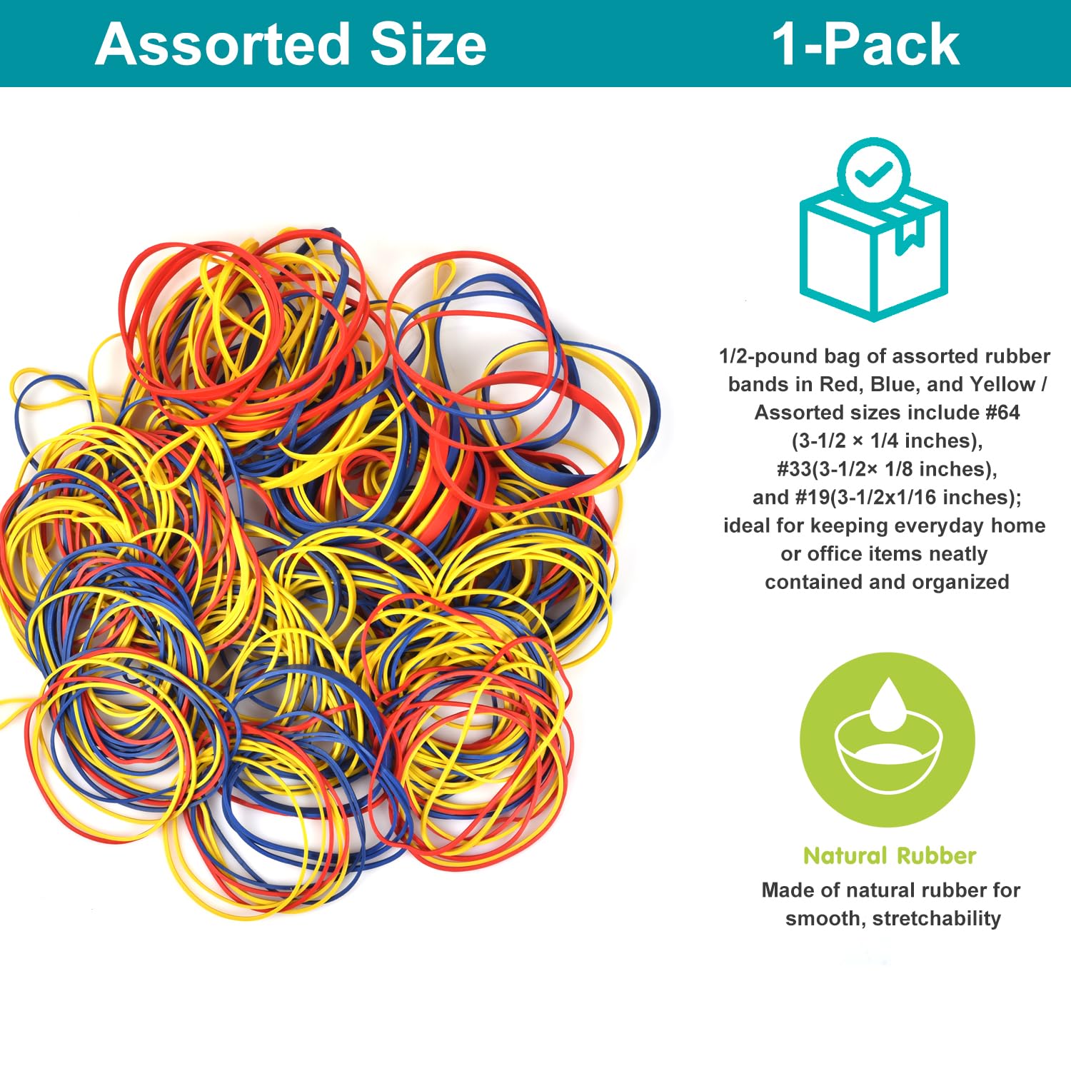 Snapklik.com : Rubber Bands - Assorted Size And Color 0.5 Lb