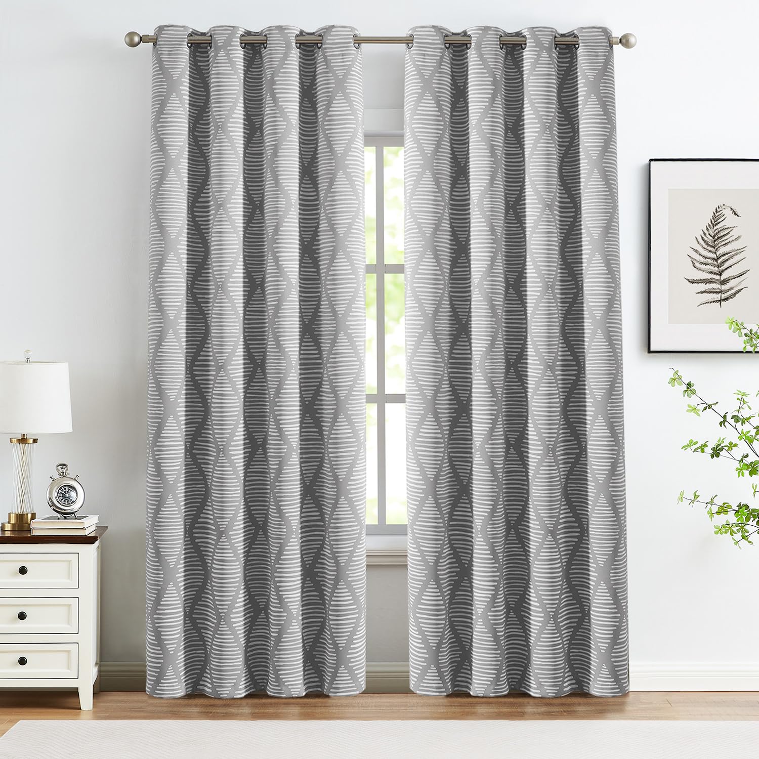 Amazon.com: jinchan 100% Blackout Curtains 84 Inch Length Grey ...