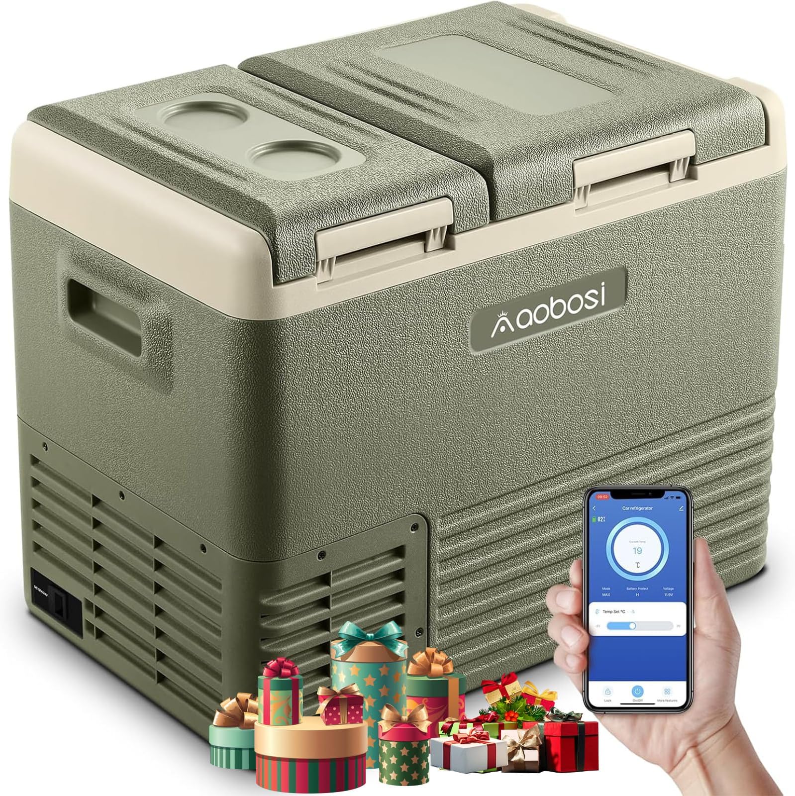 AAOBOSI Portable Car Refrigerator, 44 Quart(42L) Car Fridge Dual Zone ...