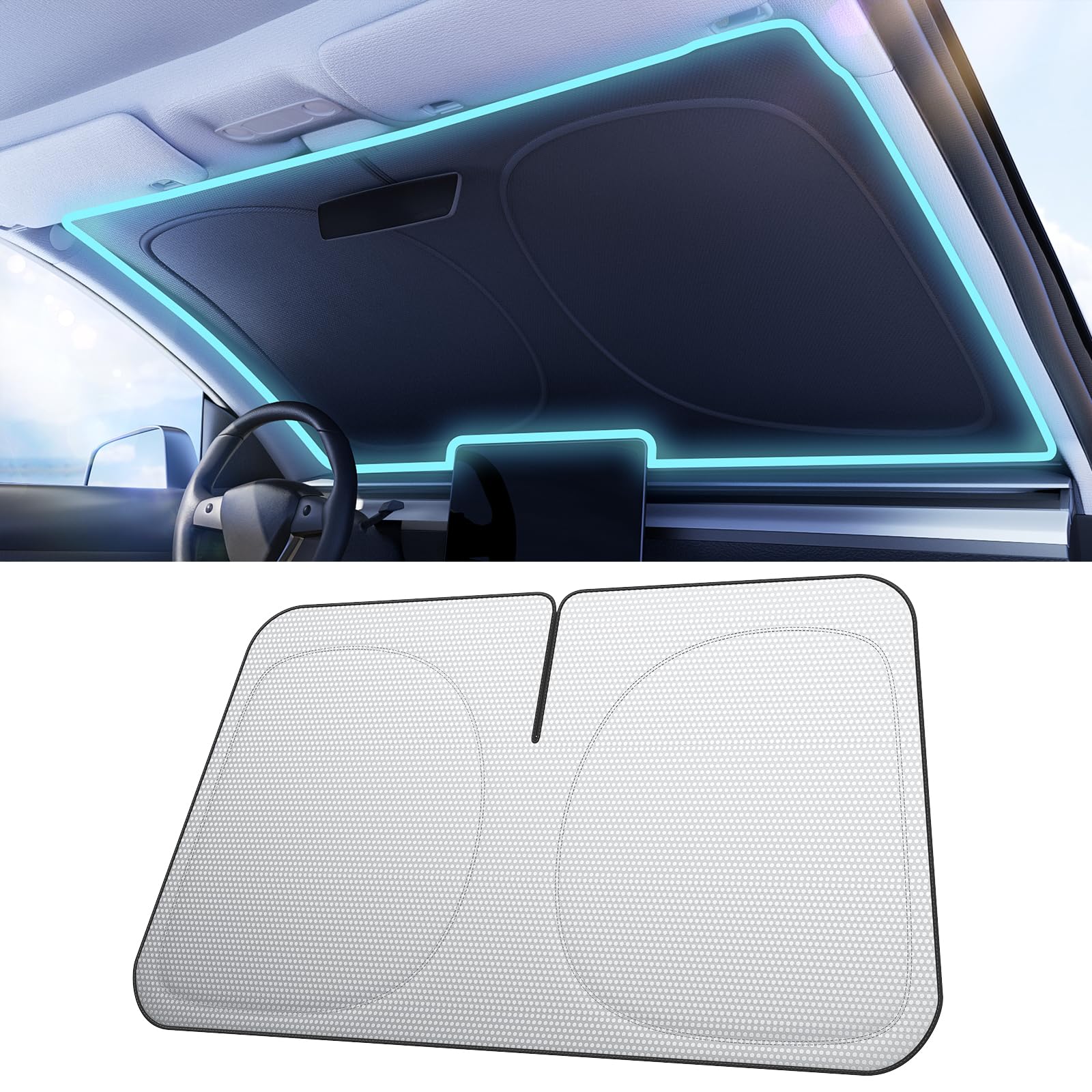 Snapklik.com : 2025 Upgraded Car Windshield Sun Shade Dot Matrix ...