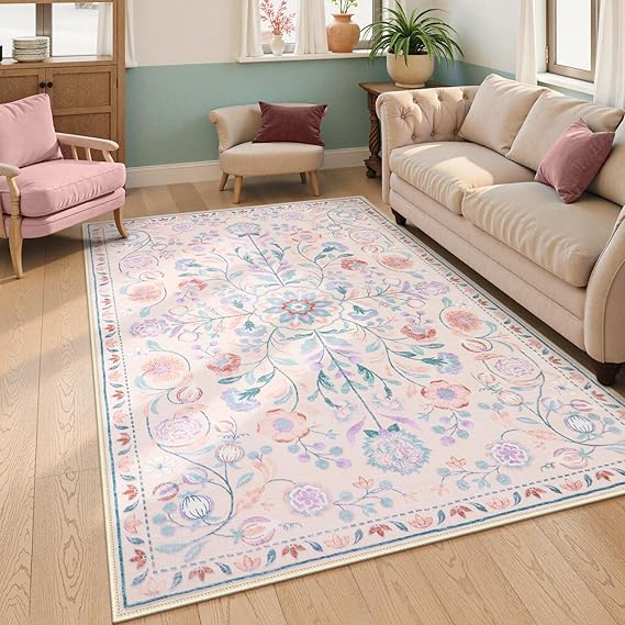 Amazon.com: Anidaroel 5x7 Area Rugs for Living Room, Washable Pink ...