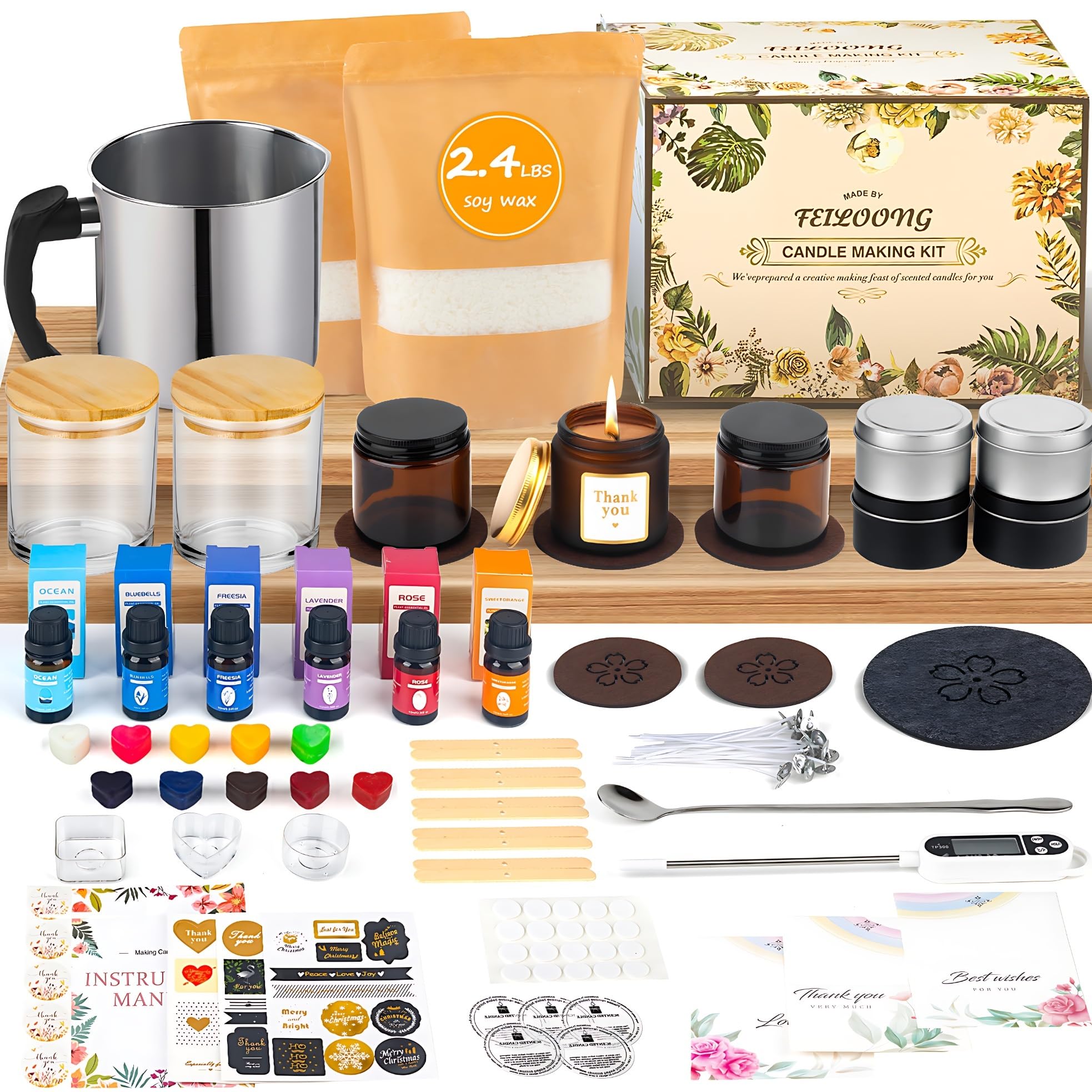 Amazon.com: FEILOONG Candle Making Kit for Adults Beginners, Complete ...