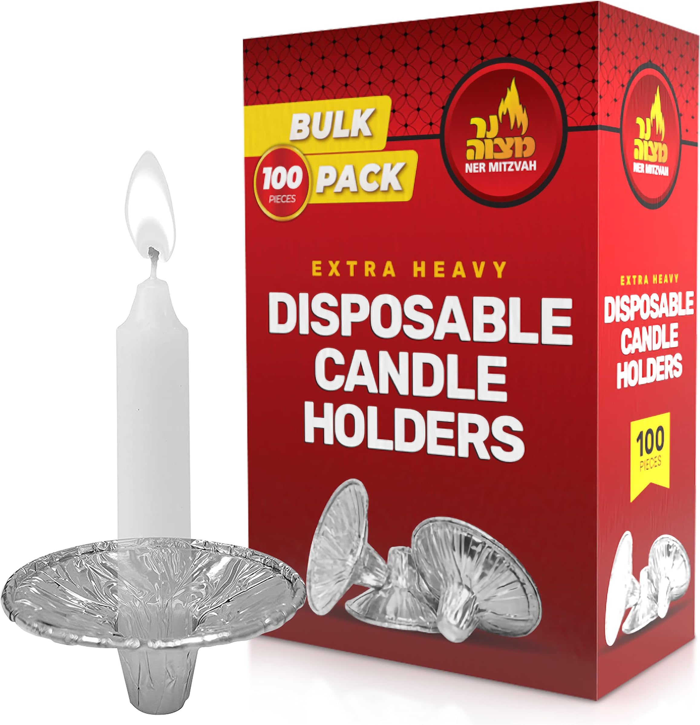 Amazon.com: Ner Mitzvah Hanukkah Mini Candle Holders - Disposable Liner ...