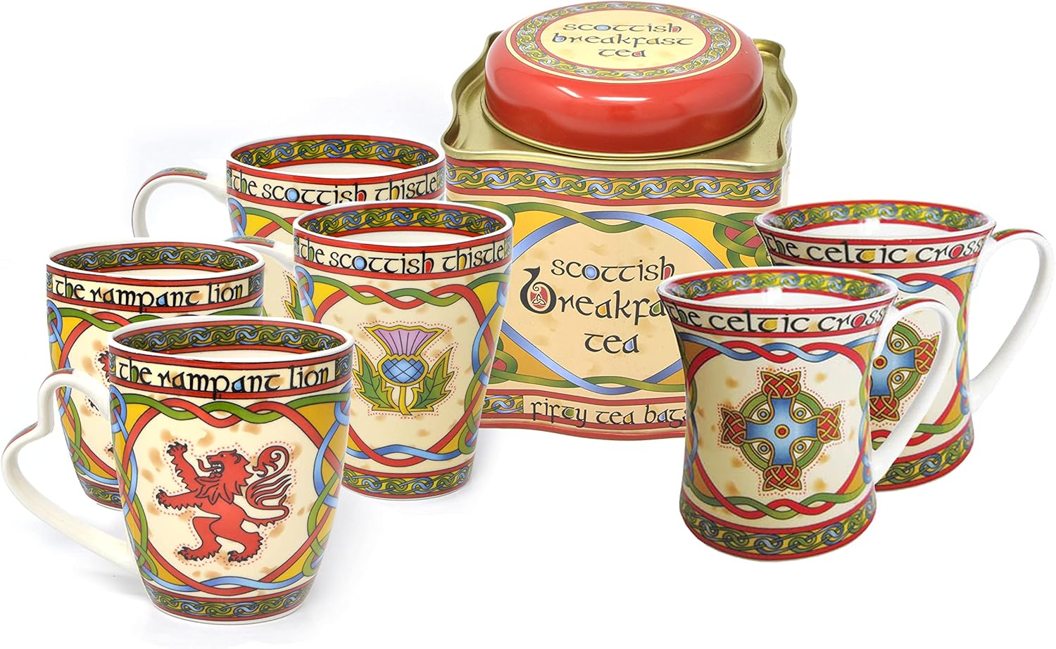 Amazon.com: Royal Tara Scottish Set of 2 Thistle Mugs & 2 Rampant Lion ...