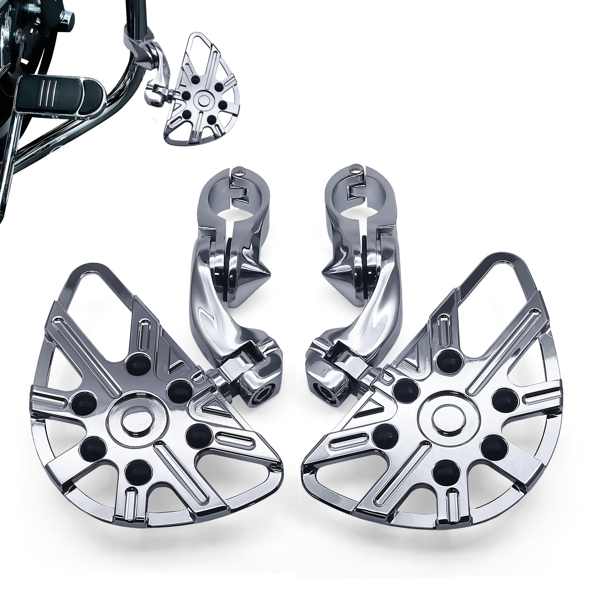 Amazon.com: MZS Motorcycle Highway Pegs, 1.25" Short Angled Adjustable ...