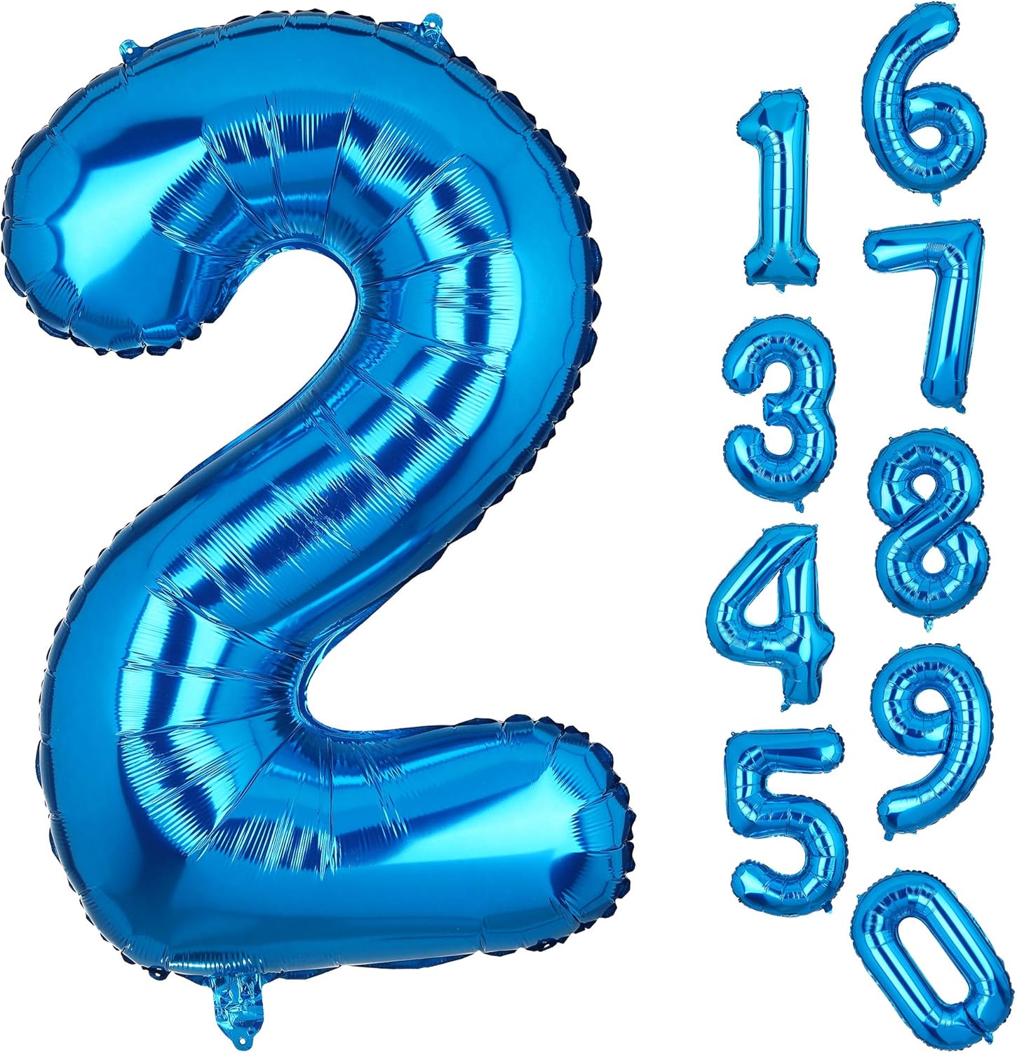Big Number 2 Balloons Blue Mylar Foil Helium Balloons Large Birthday ...