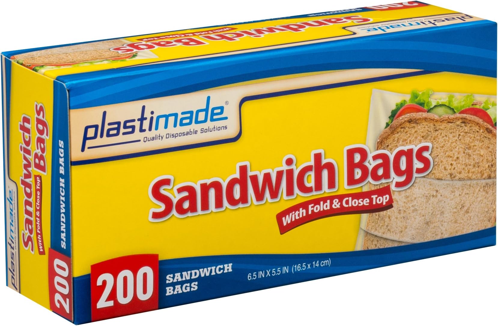Amazon.com: Plastimade Disposable Plastic Sandwich Bags With Fold Close ...