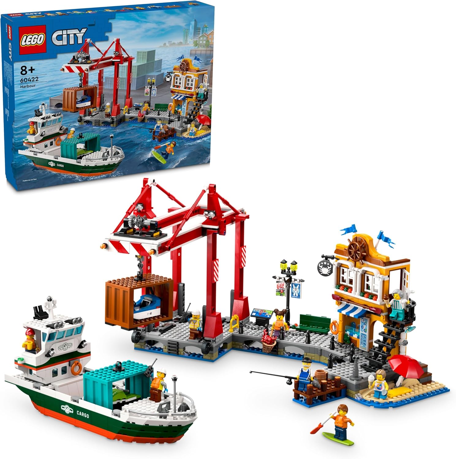 LEGO City Le Port et Le Navire Marchand - Jouet de Construction pour ...