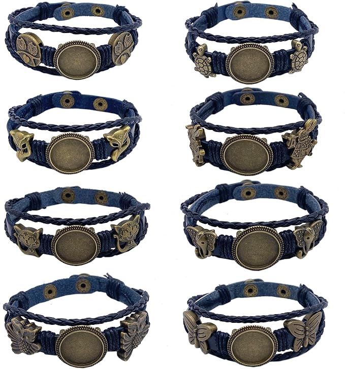 Amazon.com: MIAO JIN 8PCS Braided Leather Bracelet Making Kit 18mm ...