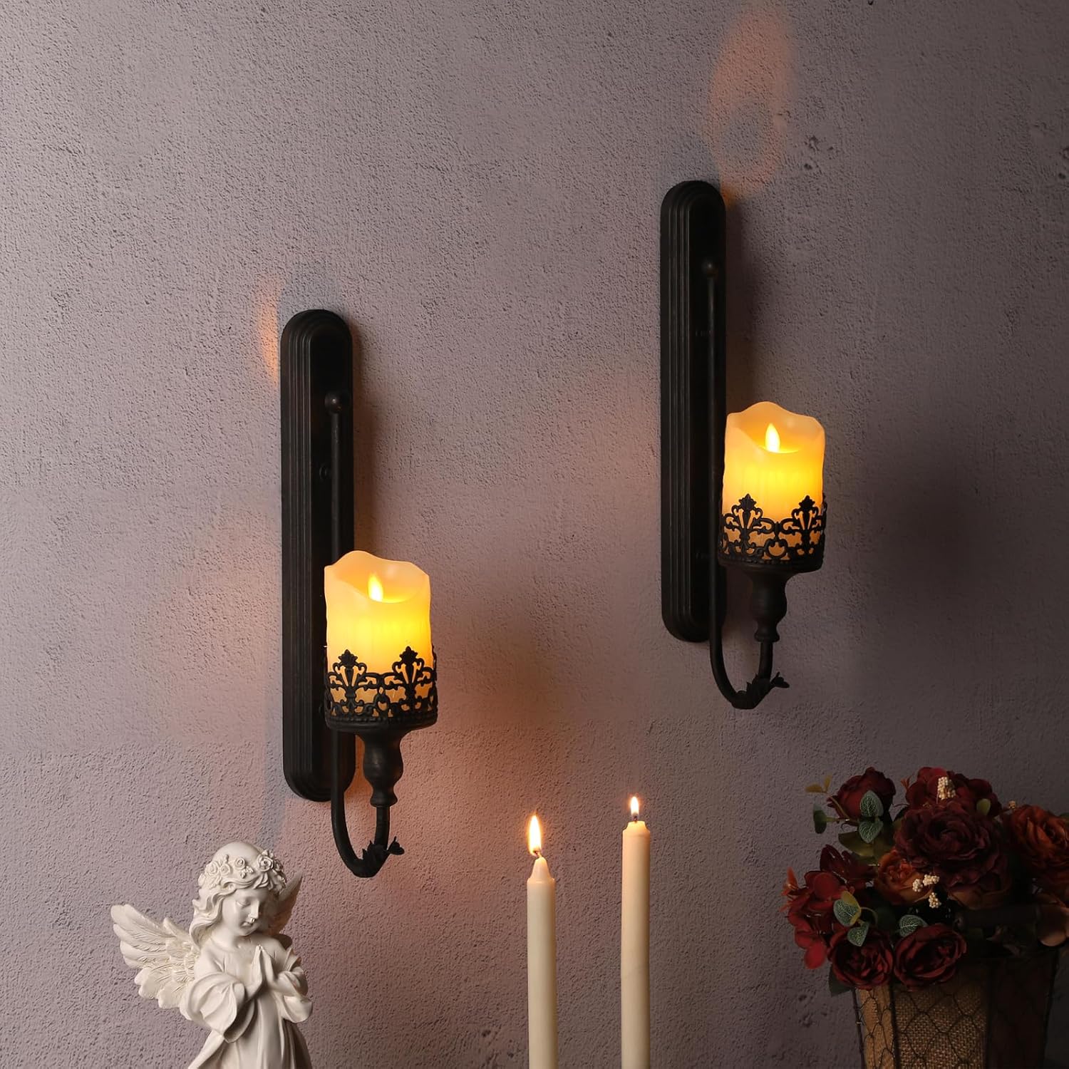 Amazon.com: We Moment Metal Wall Candle Sconce Holder Set of 2 Wall ...