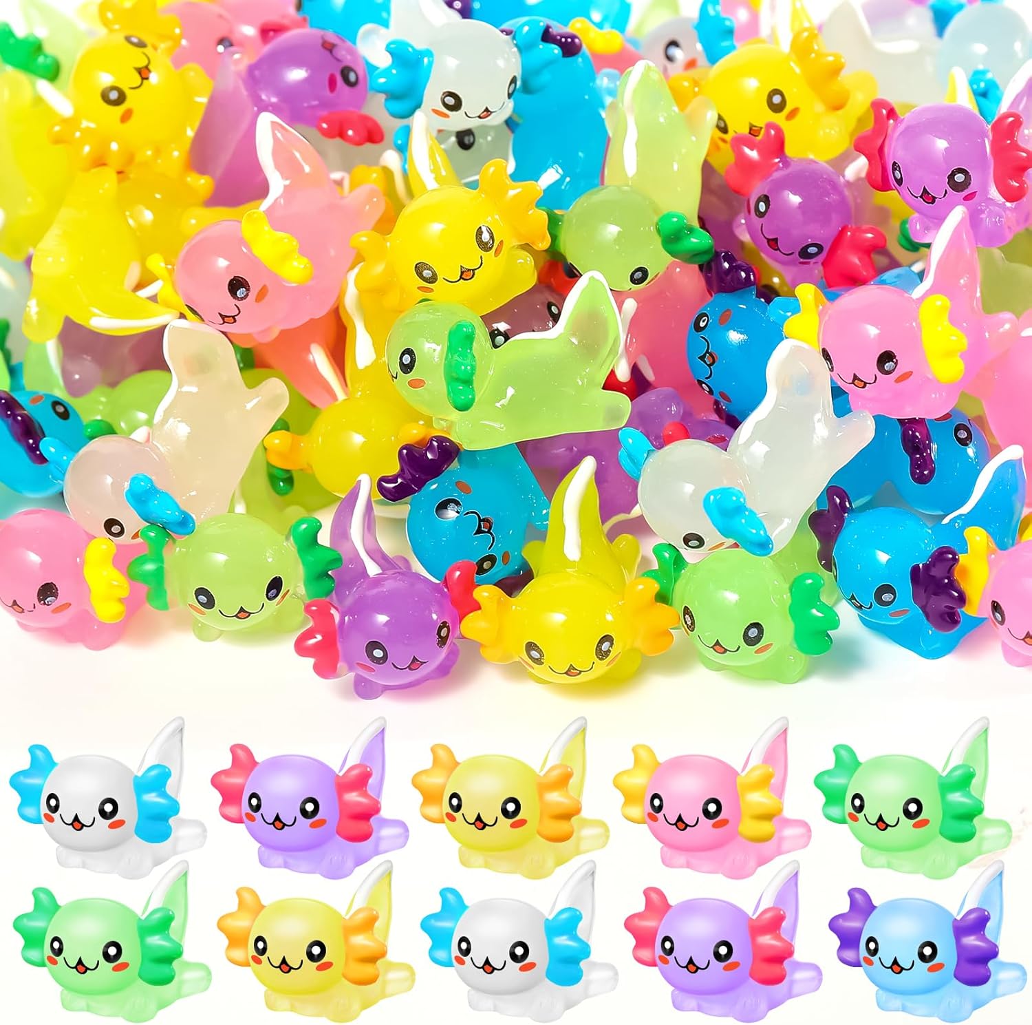 Amazon.com: ANGGIKO 48 Pack Mini Resin Axolotl Charms, Mini Resin ...
