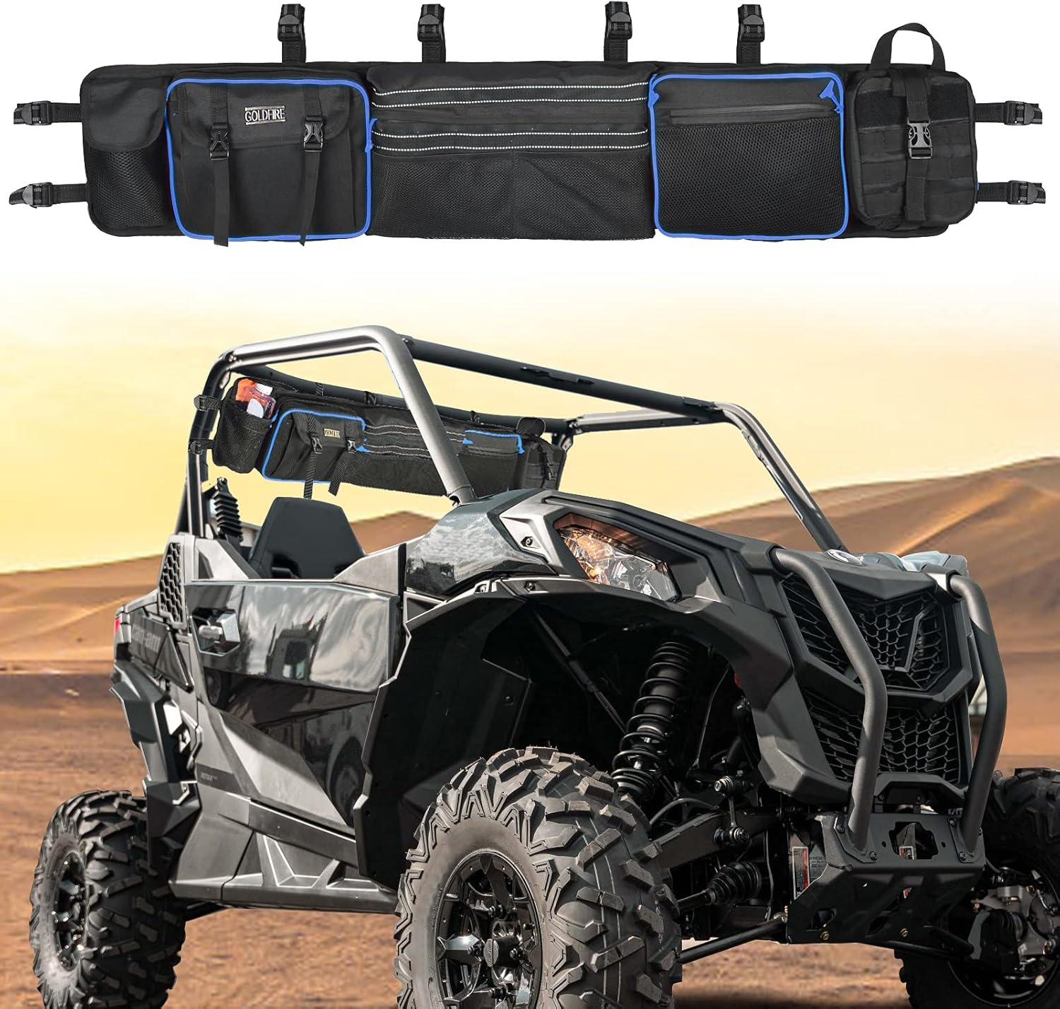 Amazon.com: Goldfire UTV Large Roll Cage Organizer Roll Cage Cargo Rear ...