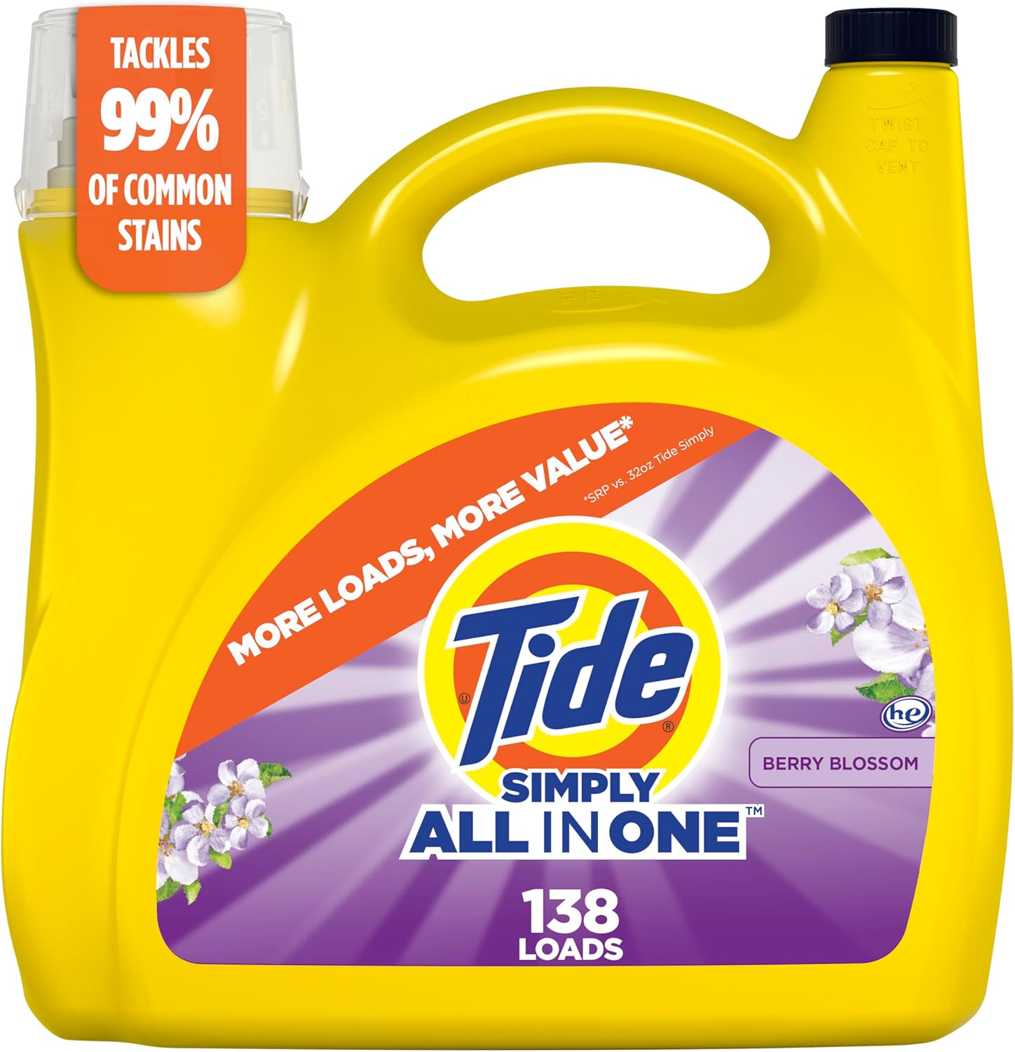 Amazon.com: Tide Simply All-In-One Liquid Laundry Detergent, Berry ...