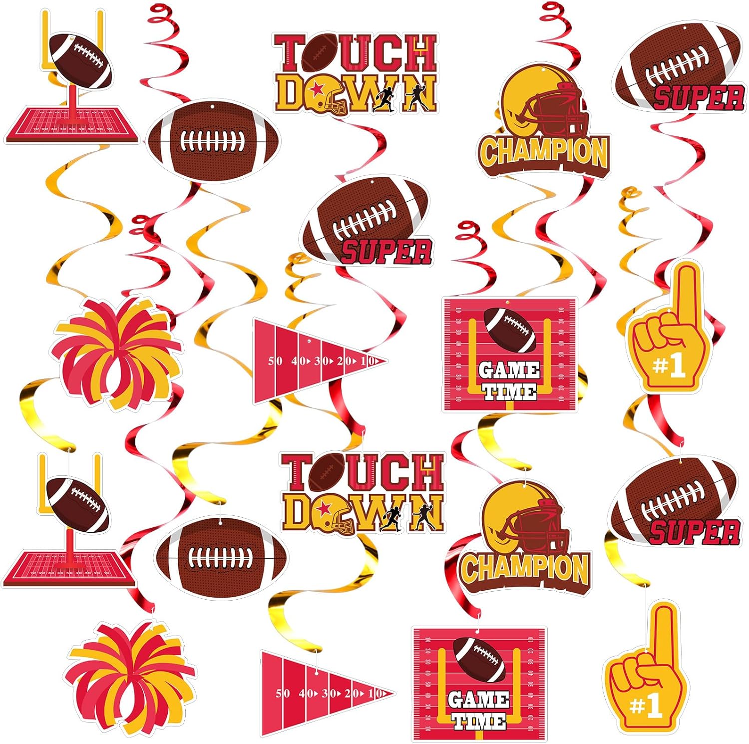 Amazon.com: Fullhawl 30 Pcs Chiefs Football Party Hanging Swirls ...