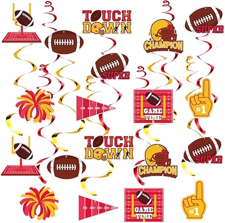 Amazon.com: Fullhawl 30 Pcs Chiefs Football Party Decorations Red and ...