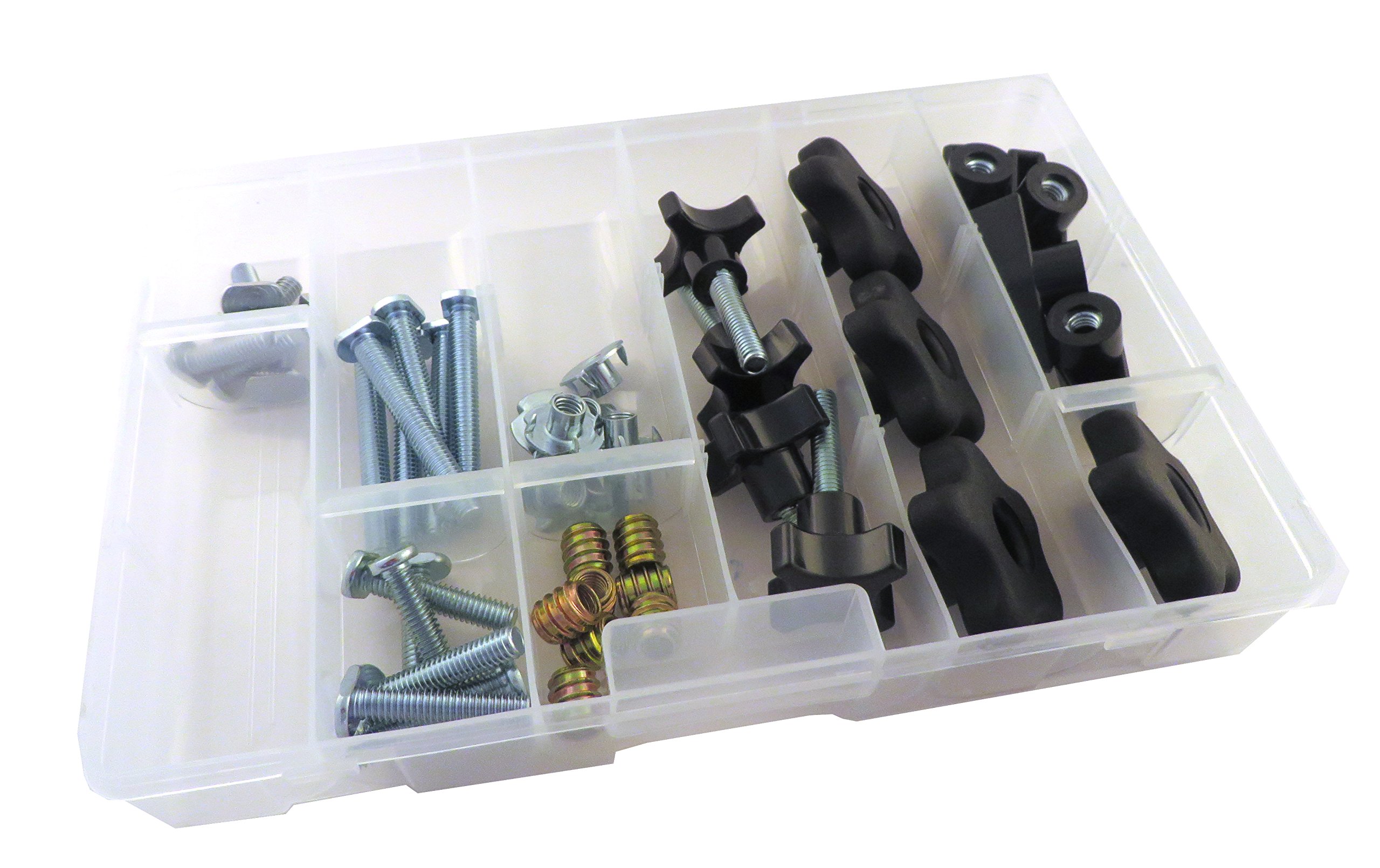46 Piece Jig Fixture T Track Hardware Kit 1/4 20 Threads with Knobs, T ...