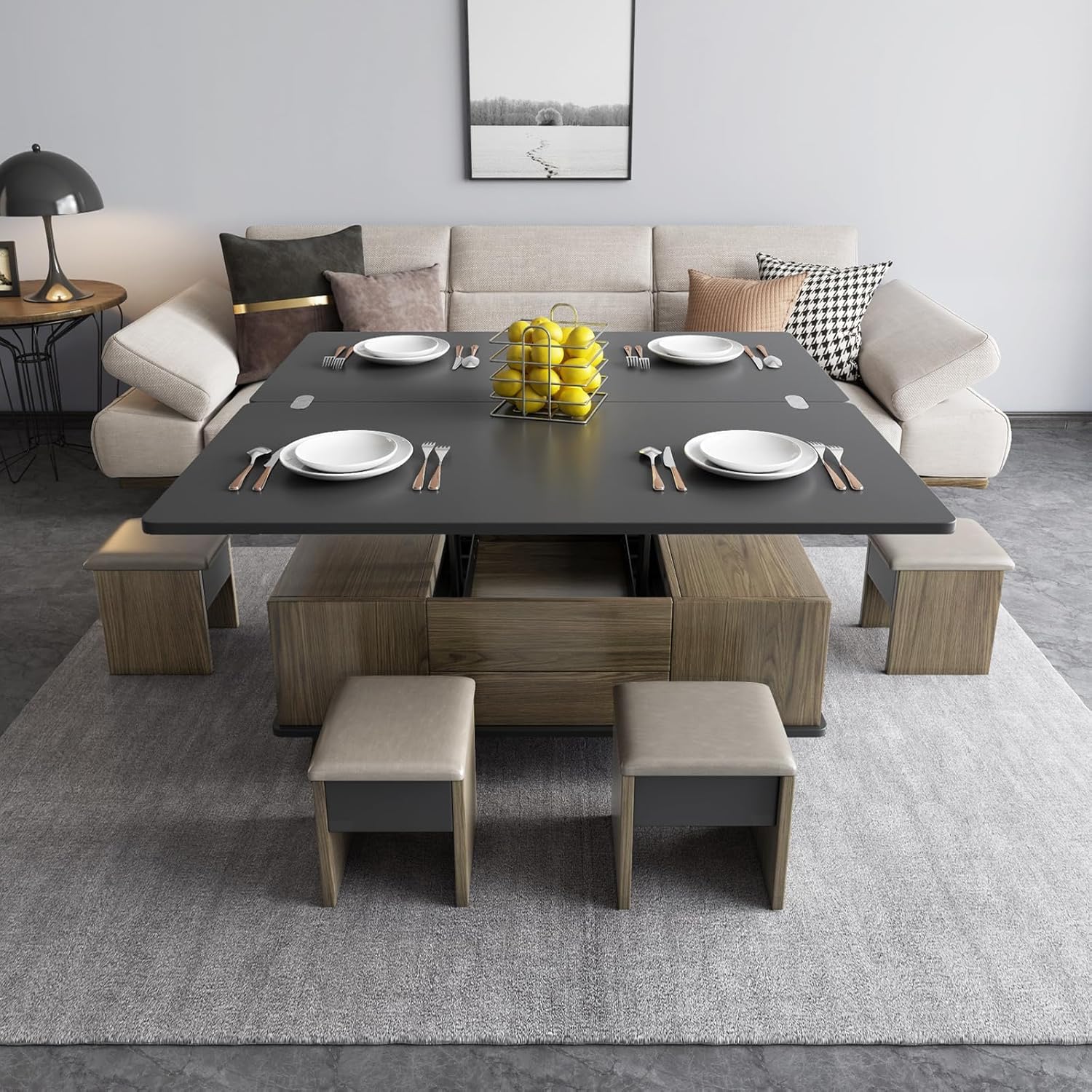 Amazon.com: QEZEOM 38.98" Multi-Function Lift Coffee Table, Modern ...