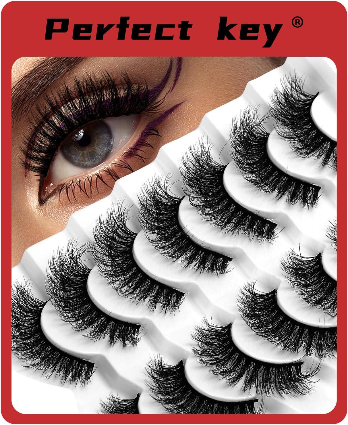 Amazon.com: Perfect Key 7 Pairs Fluffy Mink Lashes Wispy Flase ...
