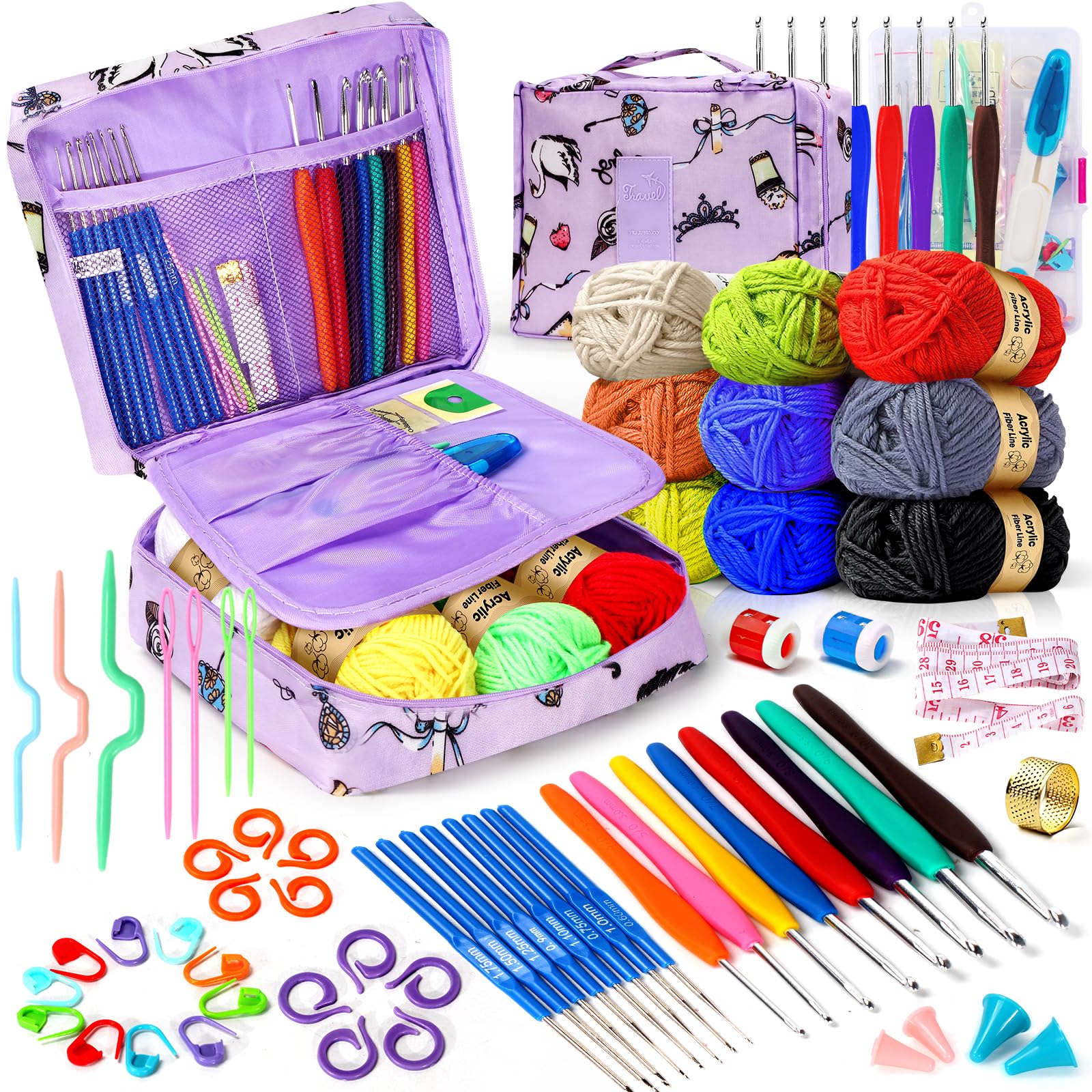 61PCS Crochet Kit for Beginners Knitting & Crochet Supplies, Premium ...
