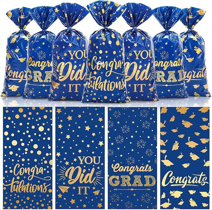 Amazon.com: Whaline 160Pcs Graduation Cellophane Treat Bags Congrats ...