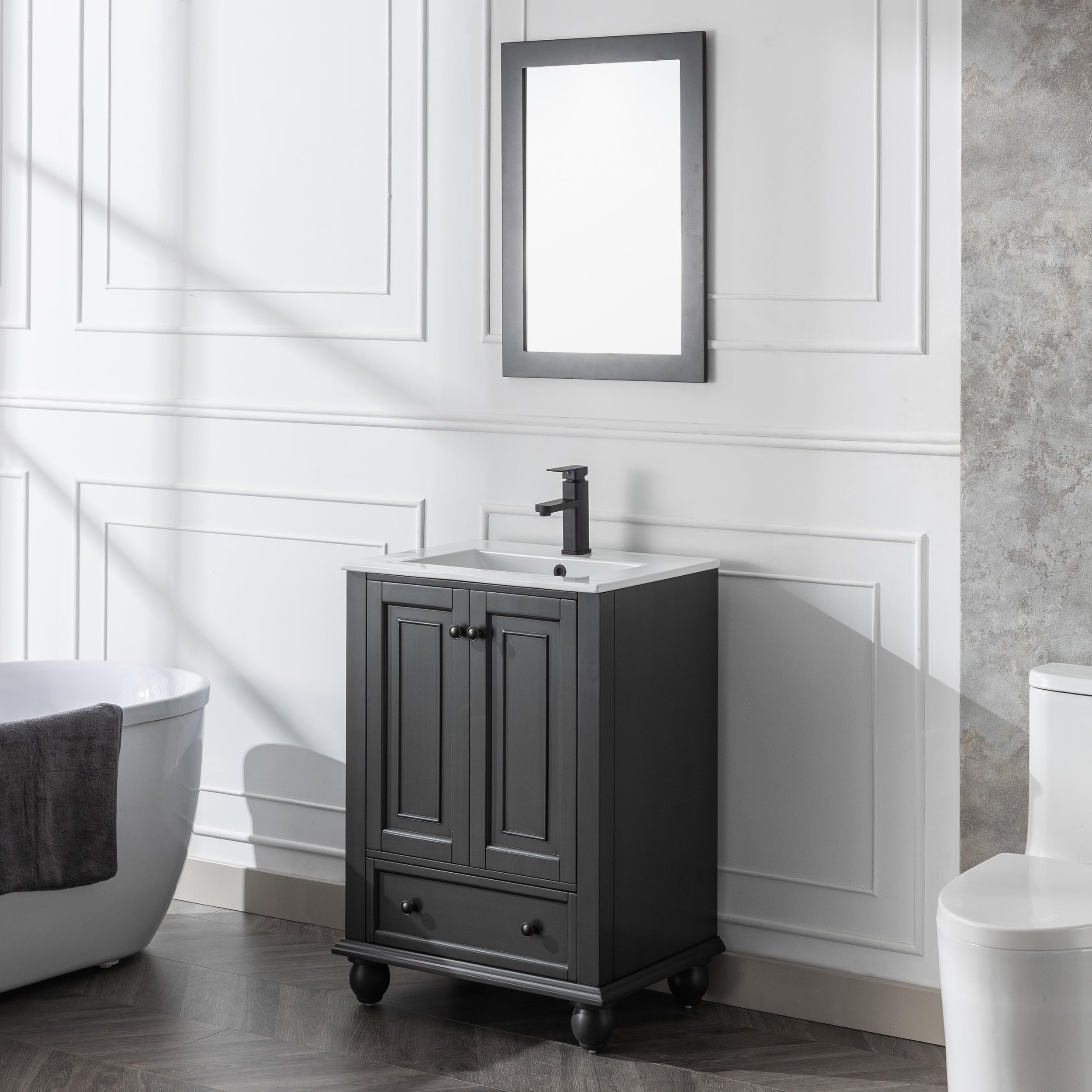Amazon.com: eclife 24" Bathroom Vanity Sink Combo Set W/Painted Solid ...