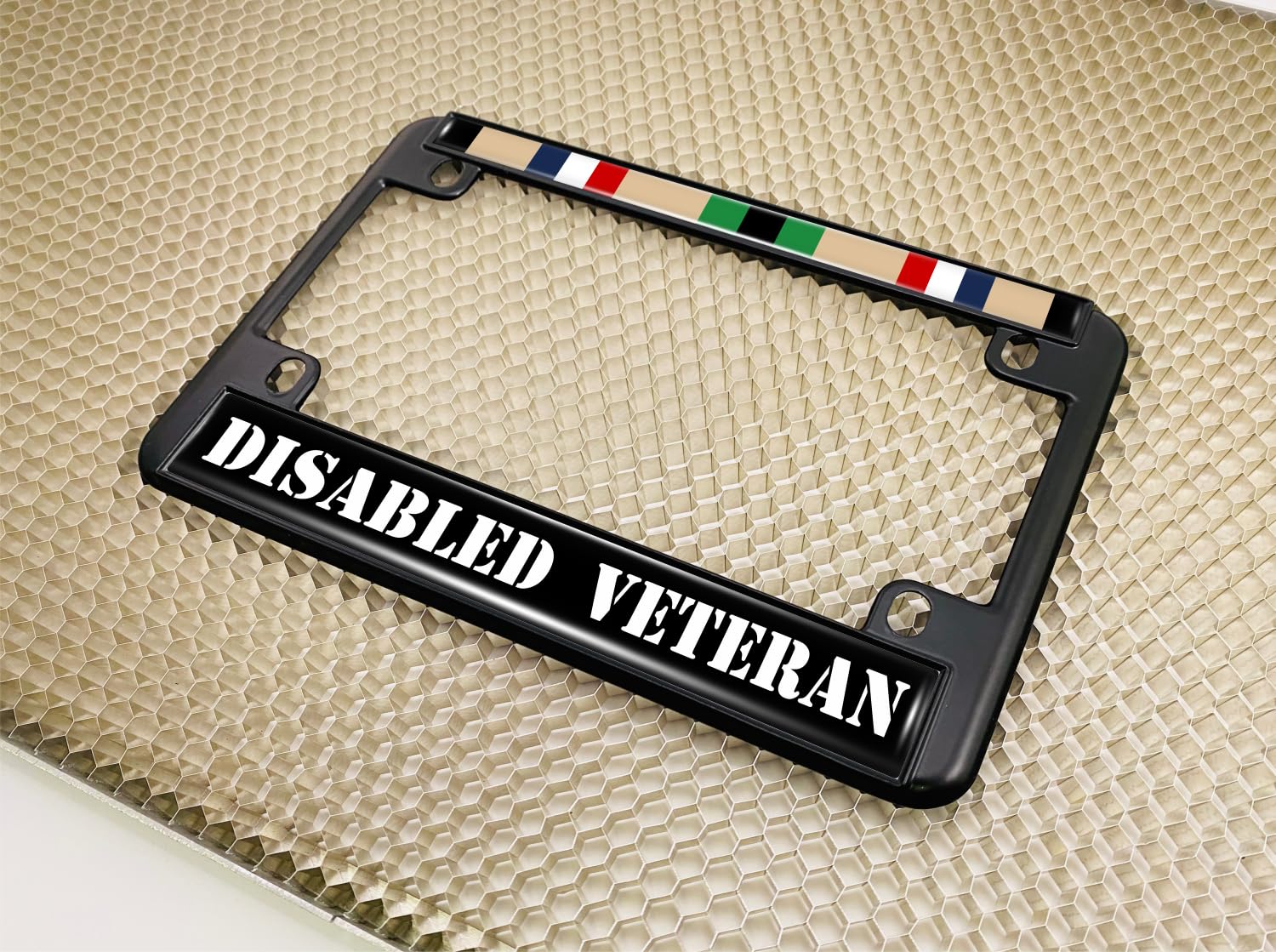 Motorcycle Metal License Plate Frame with Gulf War Disabled Veteran ...