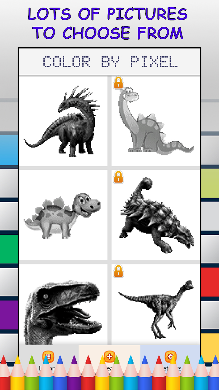 Dinosaurs Color by Number - Free Pixel Art Game - Coloring Book Pages ...