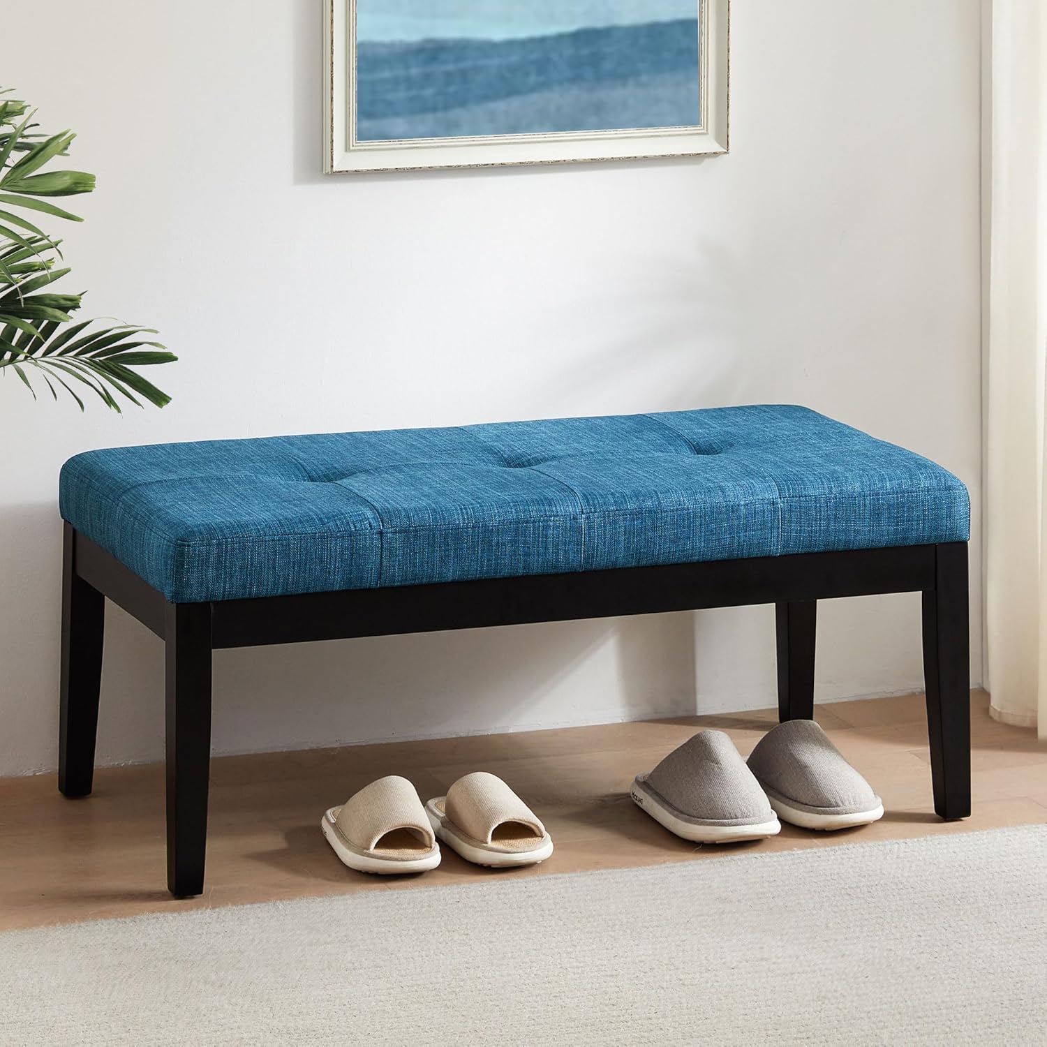 Amazon.com - Retraction Built Blue Upholstered Bench, 42-Inch, Wooden ...