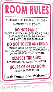 Amazon.com: Funny Teen Girls Gift Room Rules Tin Sign for Girls Cave ...
