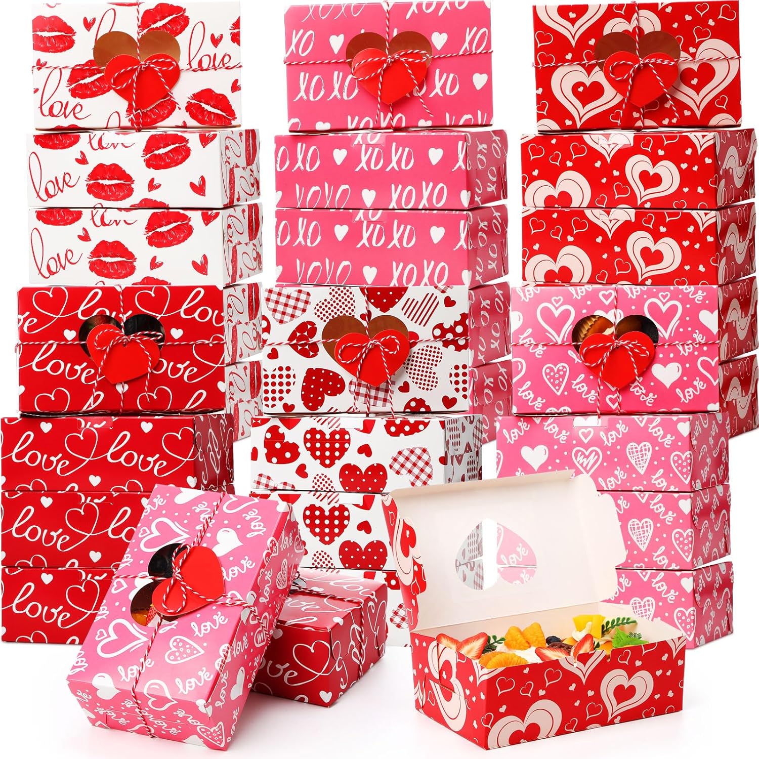 Amazon.com: Harloon 48 Pcs Valentines Day Bakery Boxes with Window 7.9 ...