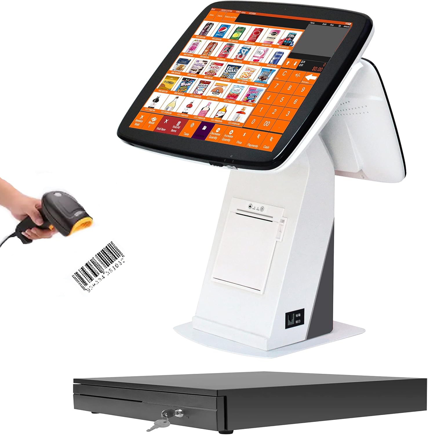 Amazon.com : ANYSCALE Cash Register Win10 15'' Full Flat Touch Screen ...