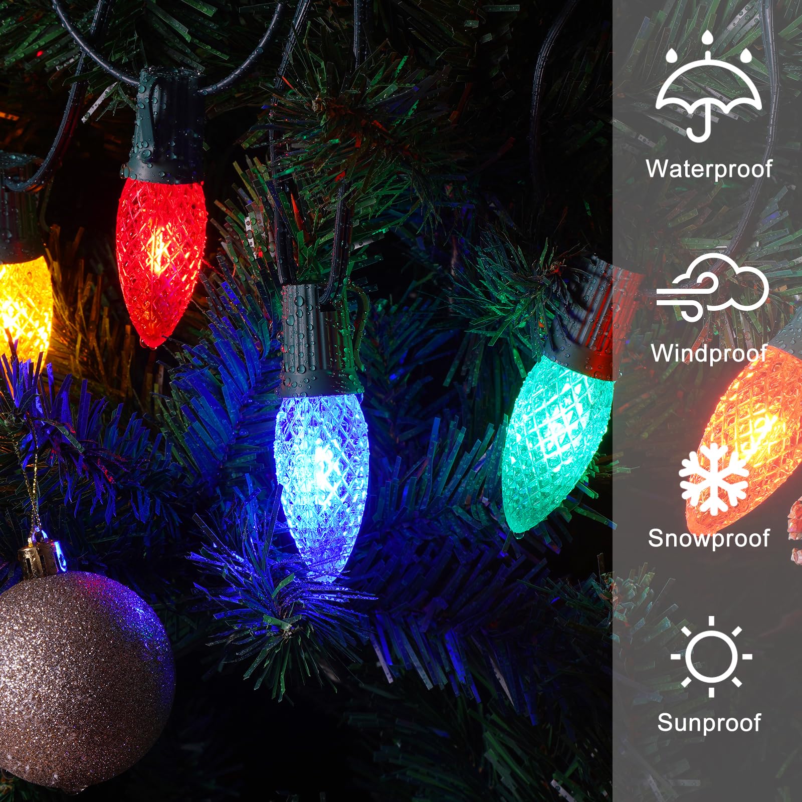 Snapklik.com : C9 Christmas String Lights Outdoor, 50FT Connectable ...