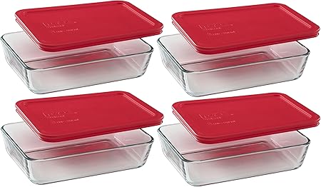 Amazon.com: Pyrex 3-Cup Rectangle Food Storage (Pack of 4 Containers ...