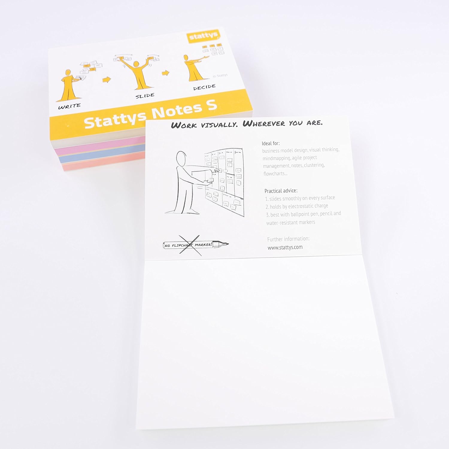 Amazon.com : Stattys Notes Set of 5 S (4" x 3") - electrostatic self ...