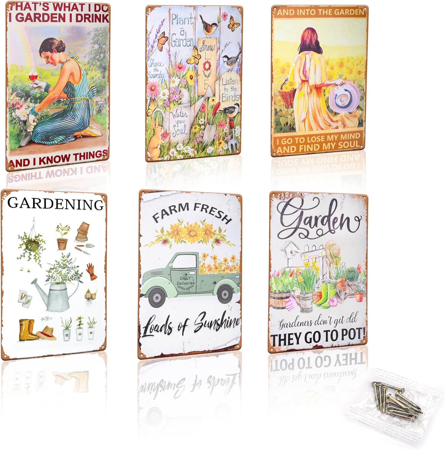 Amazon.com : Moriso Gardening Vintage Tin Metal Sign (6 Packs 8×12 Inch ...