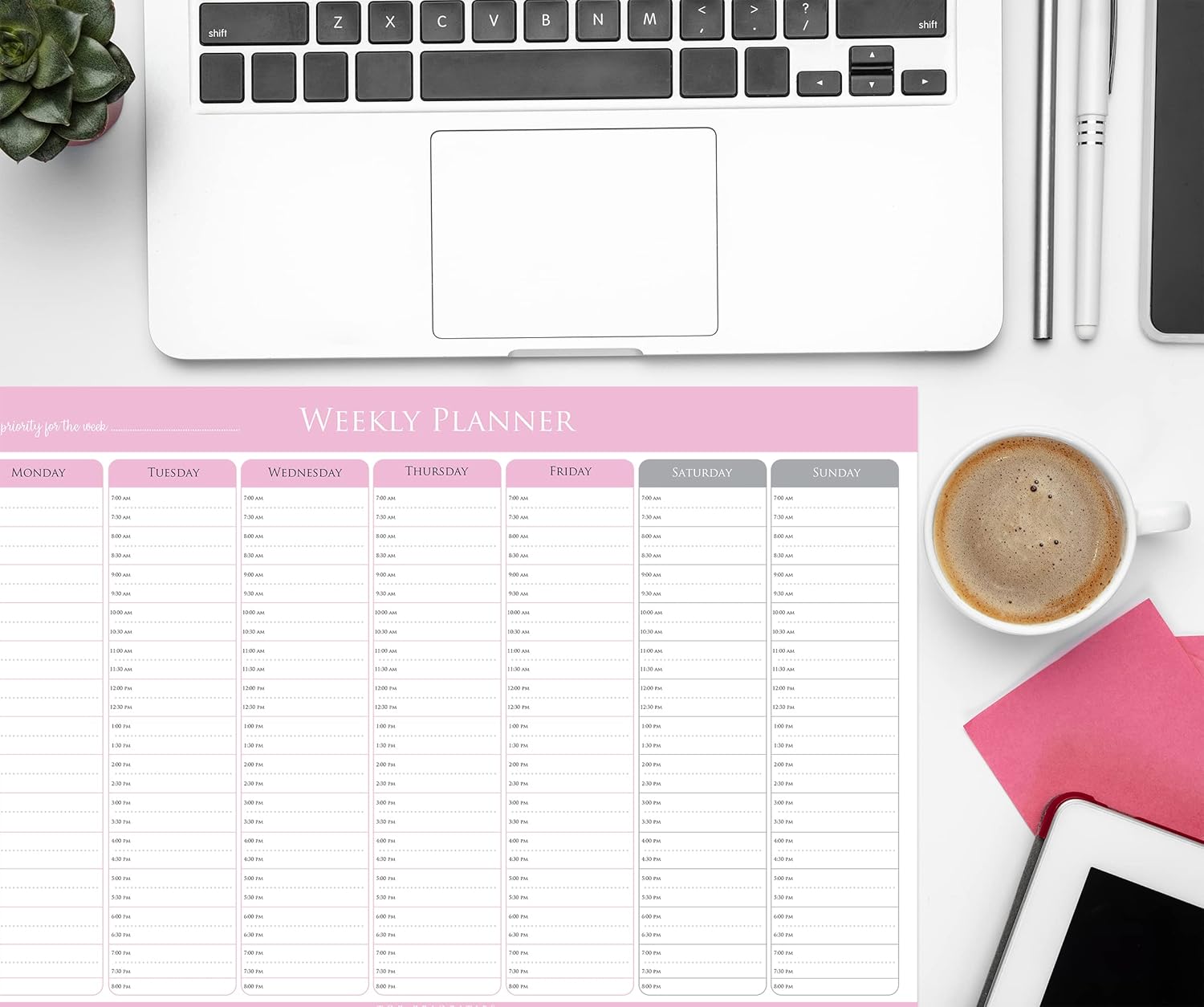 Weekly Desk Planner Pad with Timetable and Daily To Do List – Large A3 ...