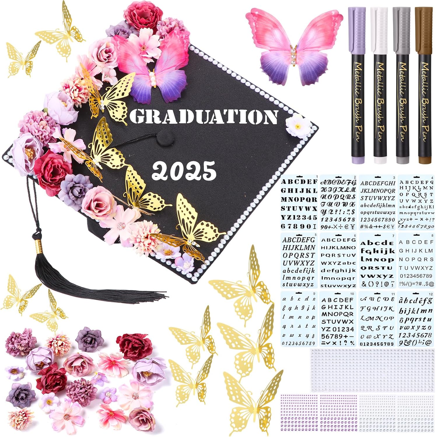 Amazon.com: Lyrow 51 Pcs DIY Graduation Cap Decorations Kits Included ...