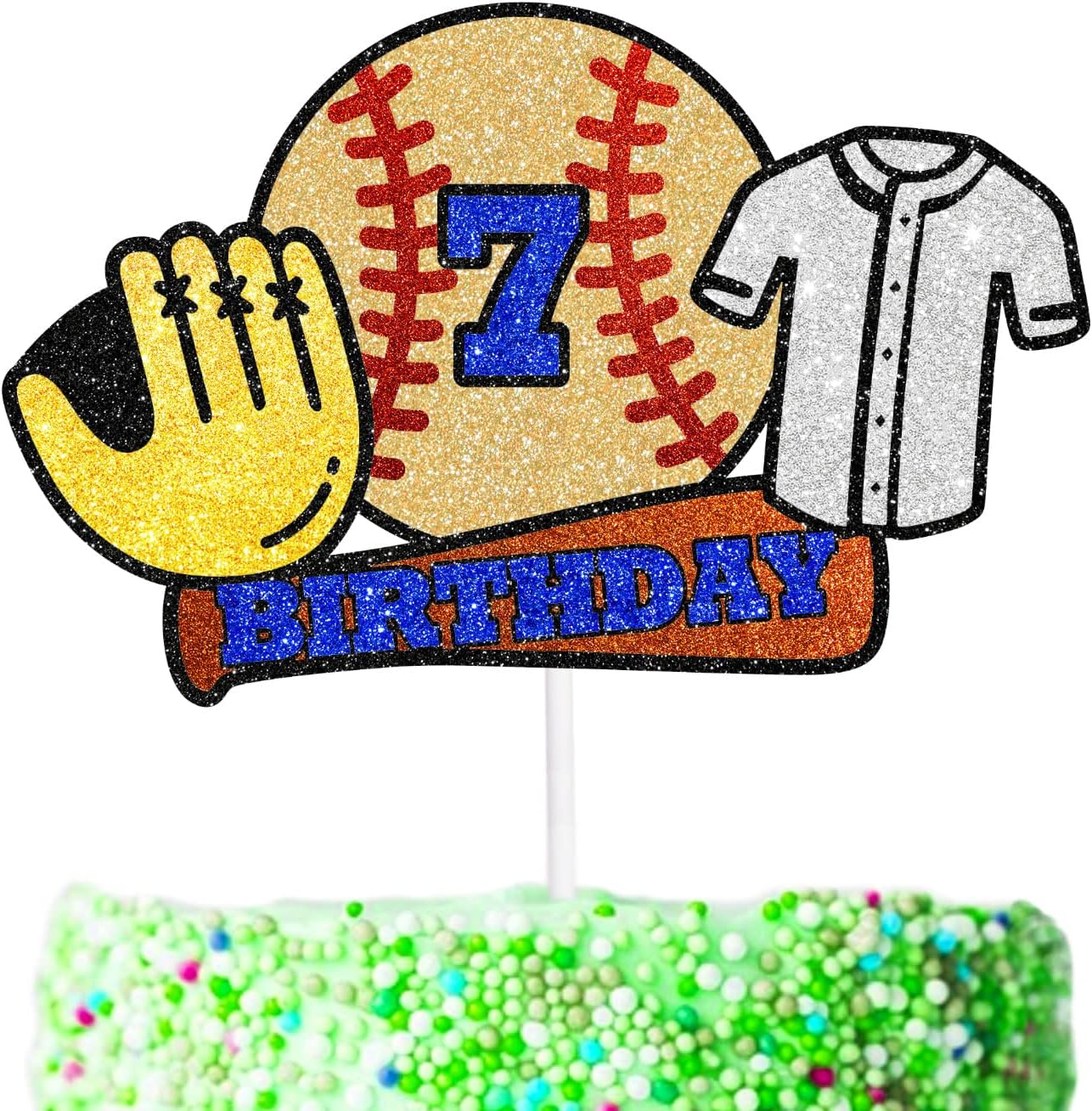Amazon.com: Baseball Player 7th Happy Birthday Cake Topper - Perfect ...