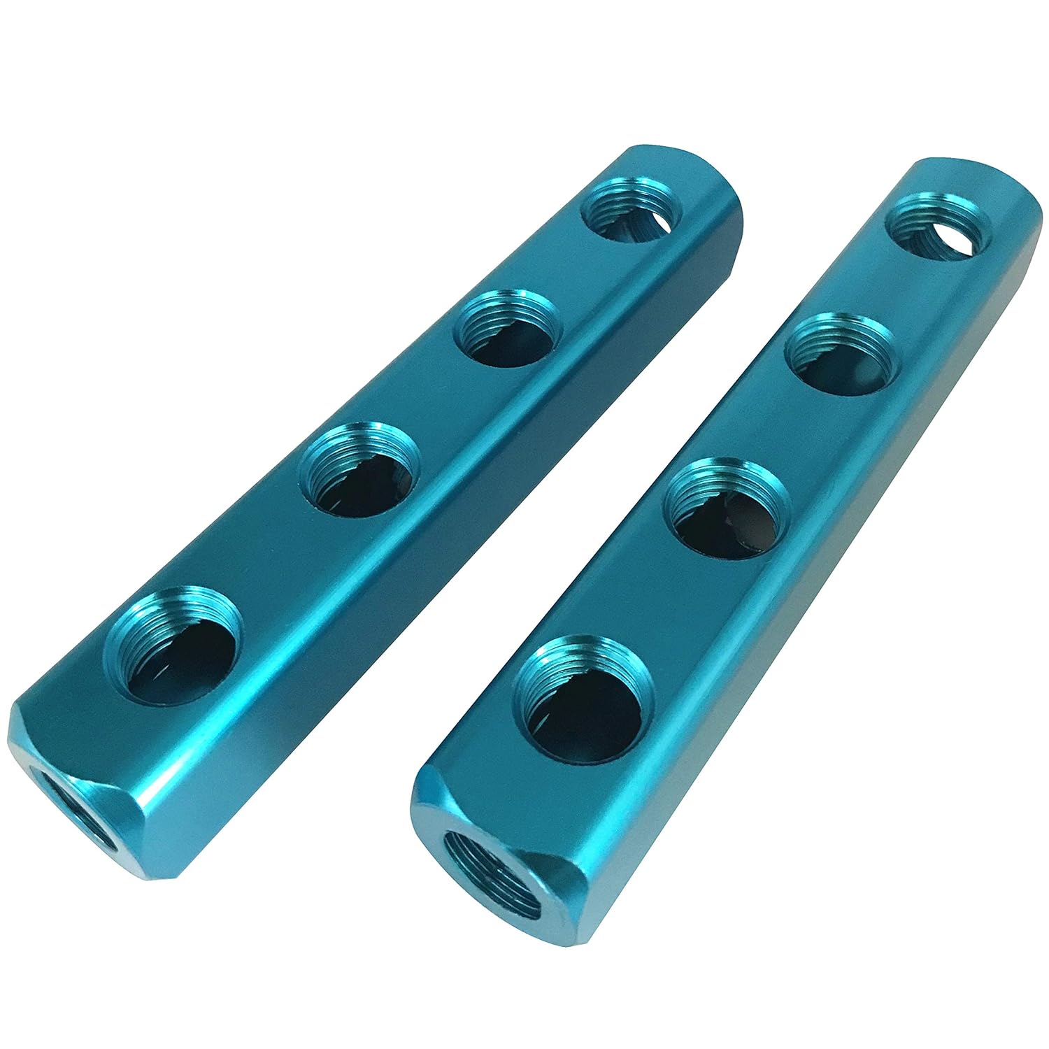 G1/4 Threaded Pneumatic 4 Way 7 Port Aluminum Air Hose Inline Manifold ...