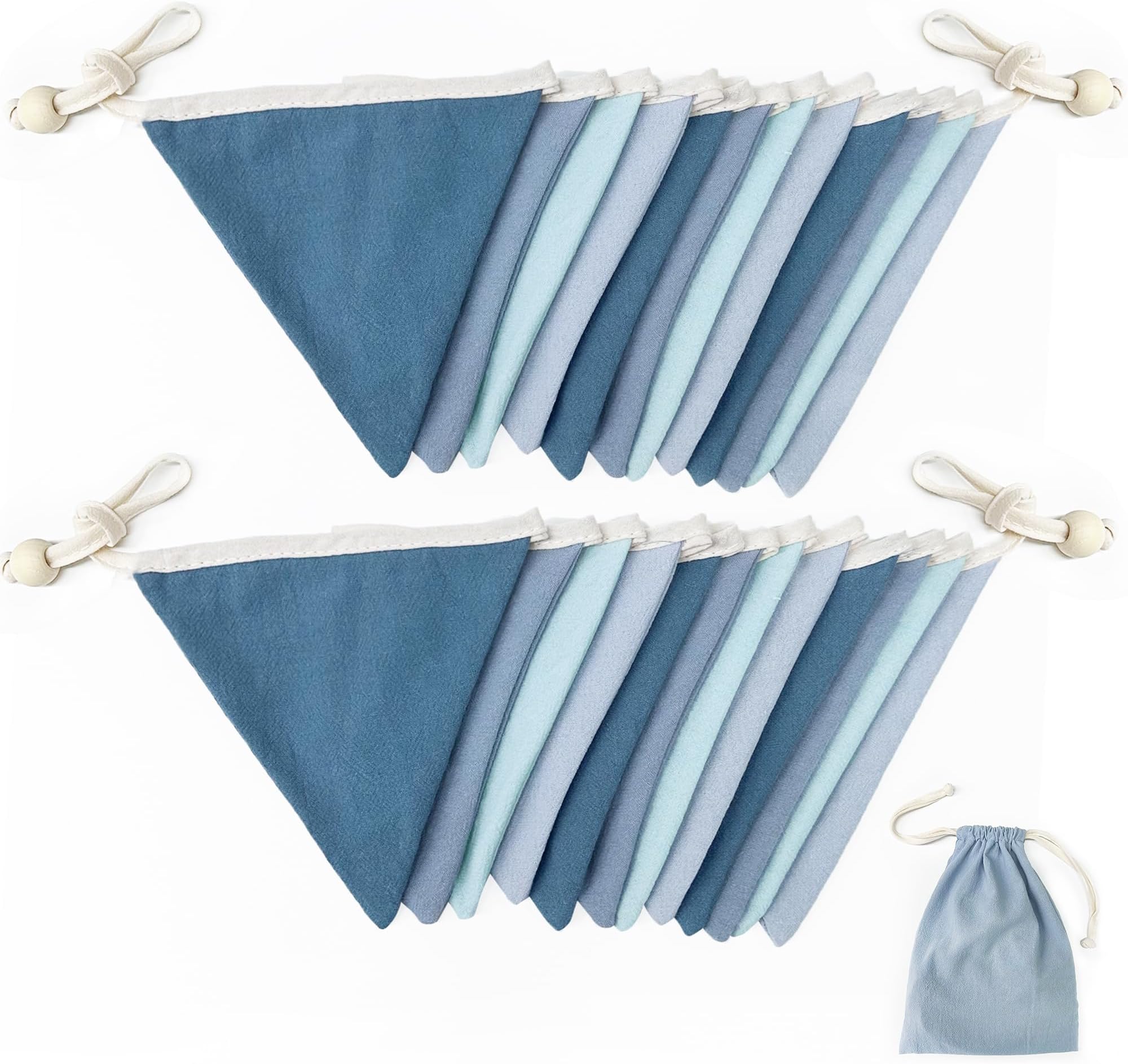 Amazon.com: 24pcs Blue Pennant Banner, Prestrung Fabric Light Blue ...