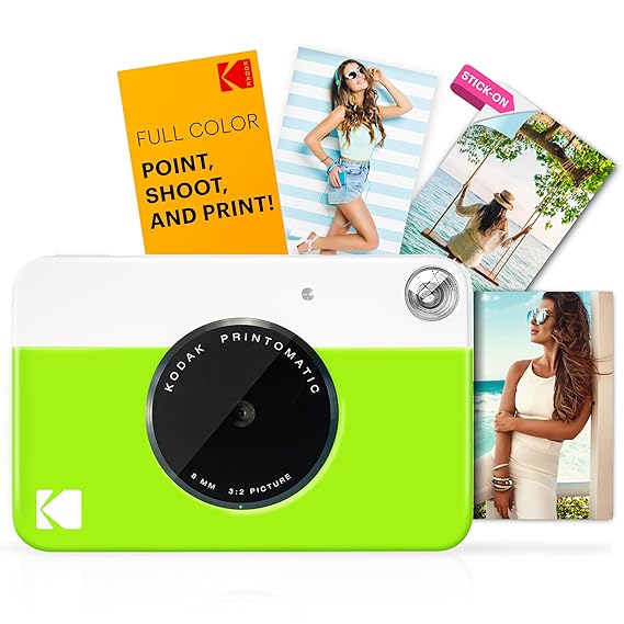 Kodak Printomatic Digital Instant Print Camera (Neon Green), Full Color ...