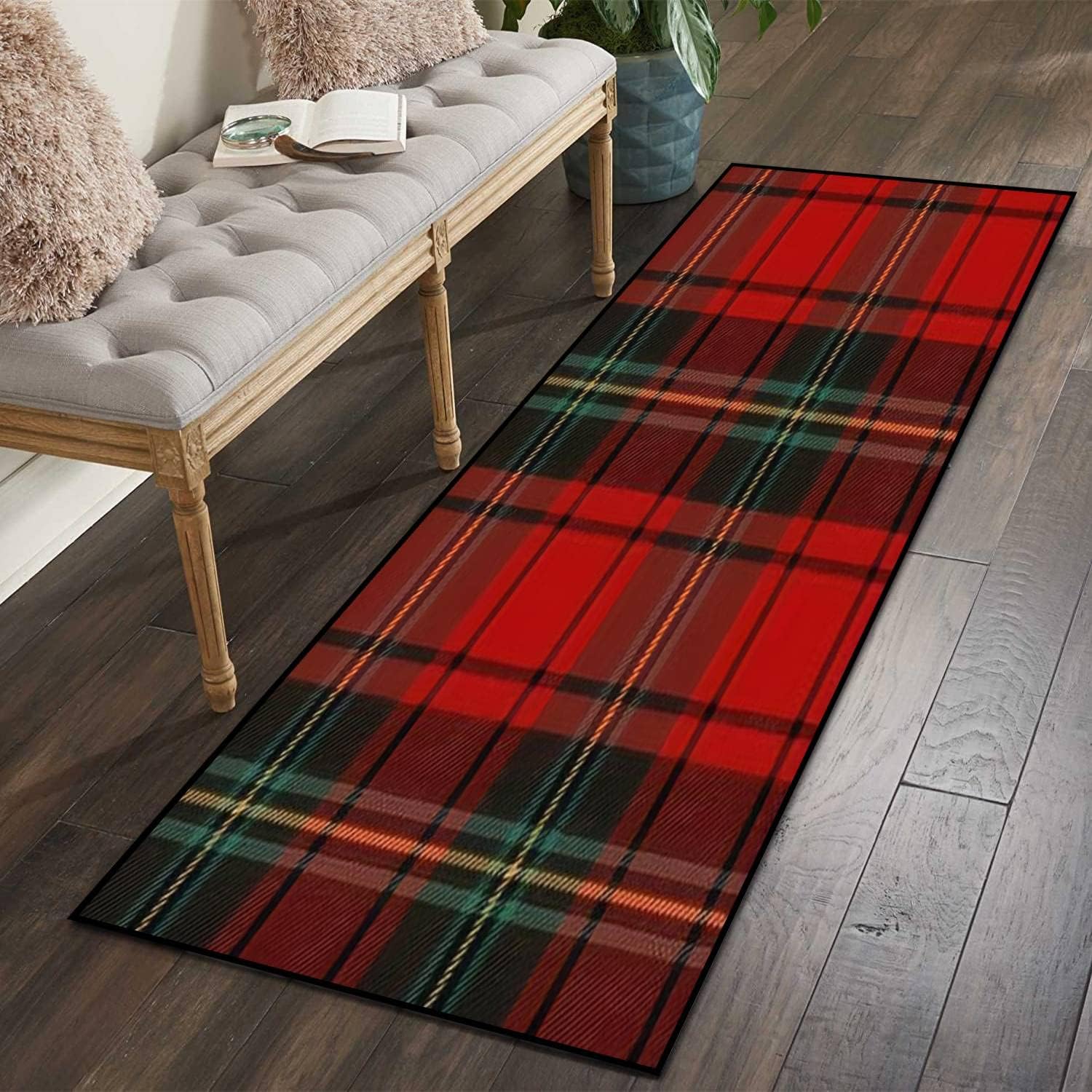 Amazon.com: KSHJSURIMCNNL Area Runner Rug 2x6 Ft Black Green Red and ...